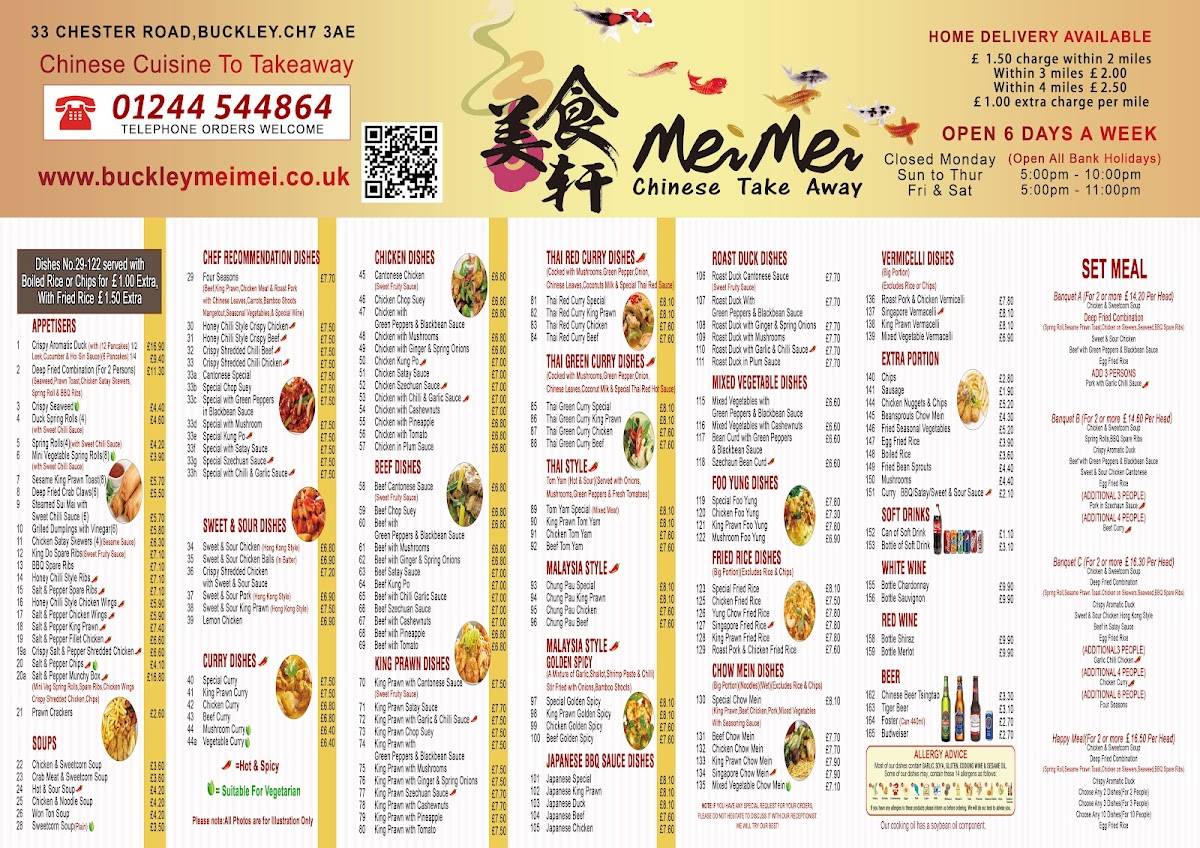 Menu at Mei Mei Chinese Cuisine Takeaway美食轩 restaurant, Buckley