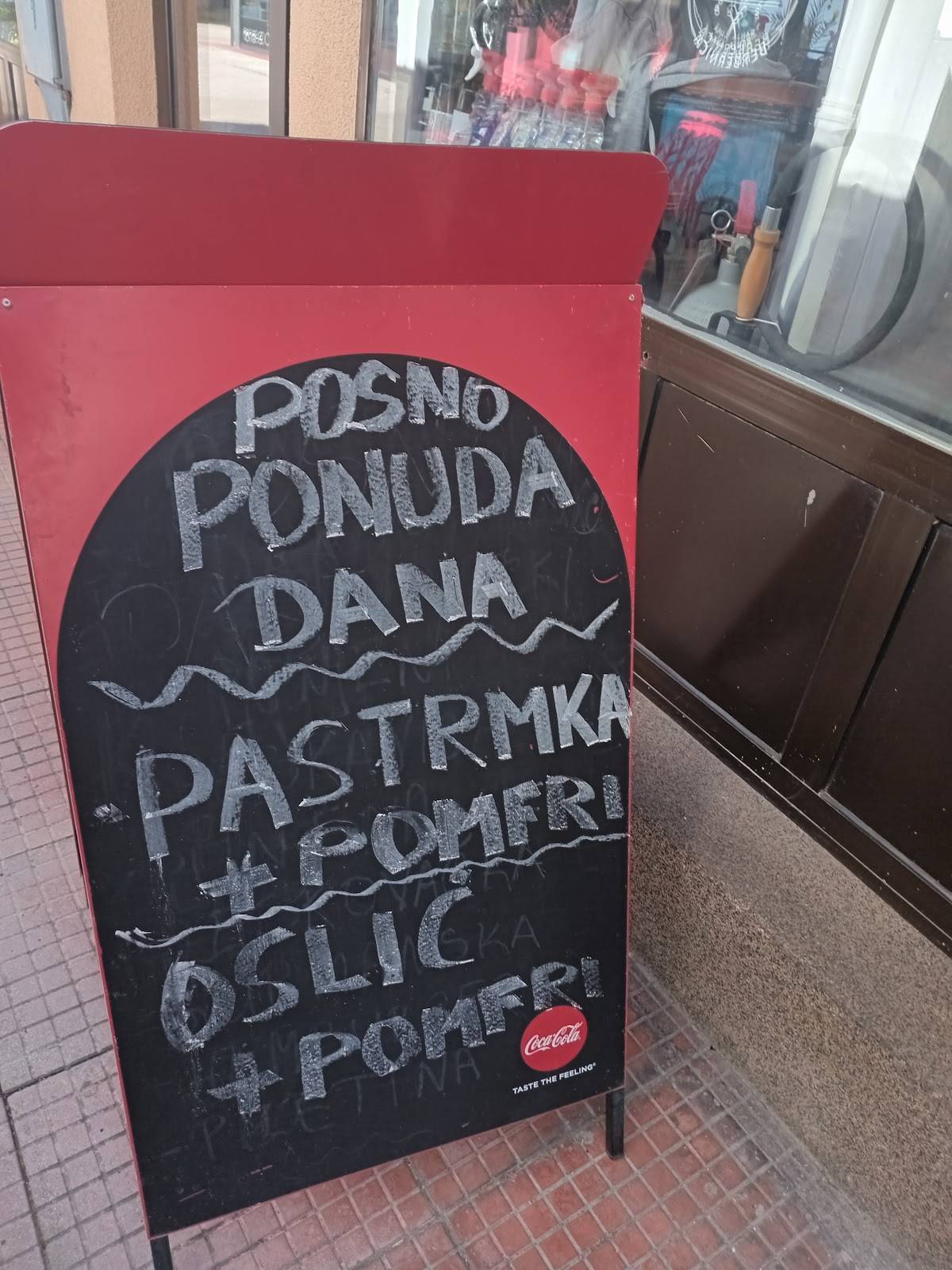 Menu at Mek restaurant, Banja Luka