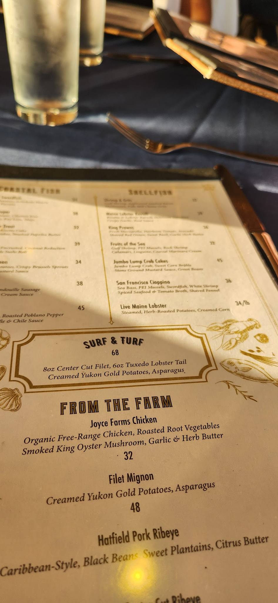 Menu at Coastal Fish Company restaurant, Memphis