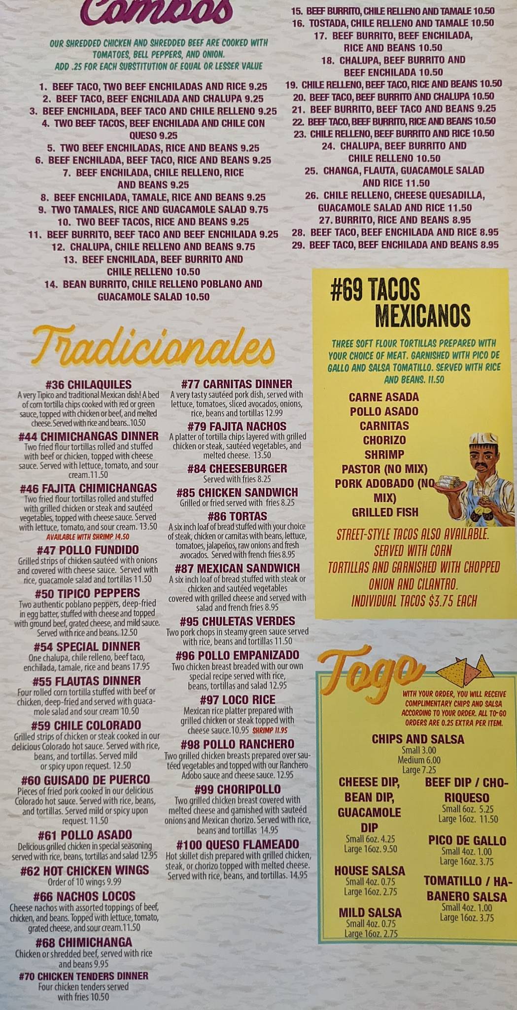 Menu at Mexico Tipico Mexican Restaurant, Prattville, E Main St