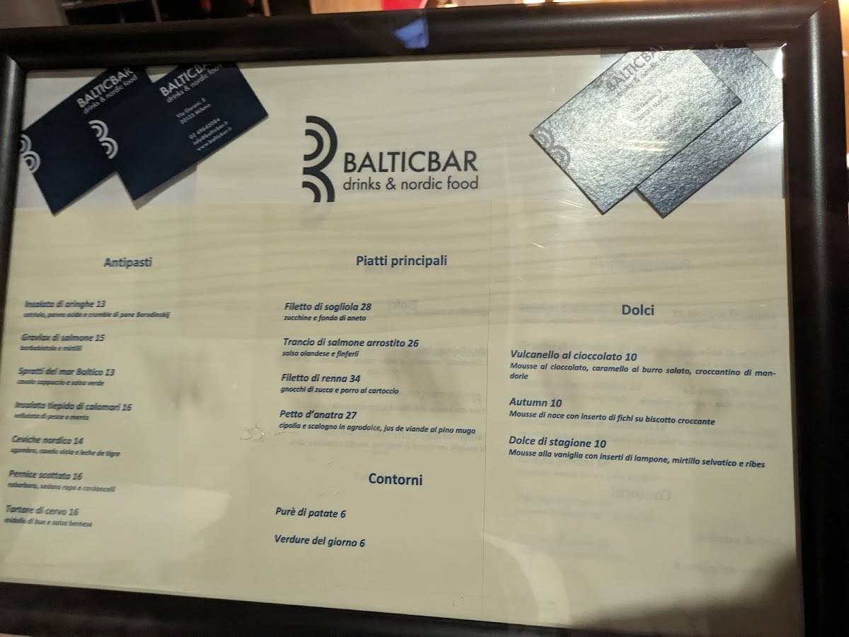 Speisekarte von Balticbar, Mailand