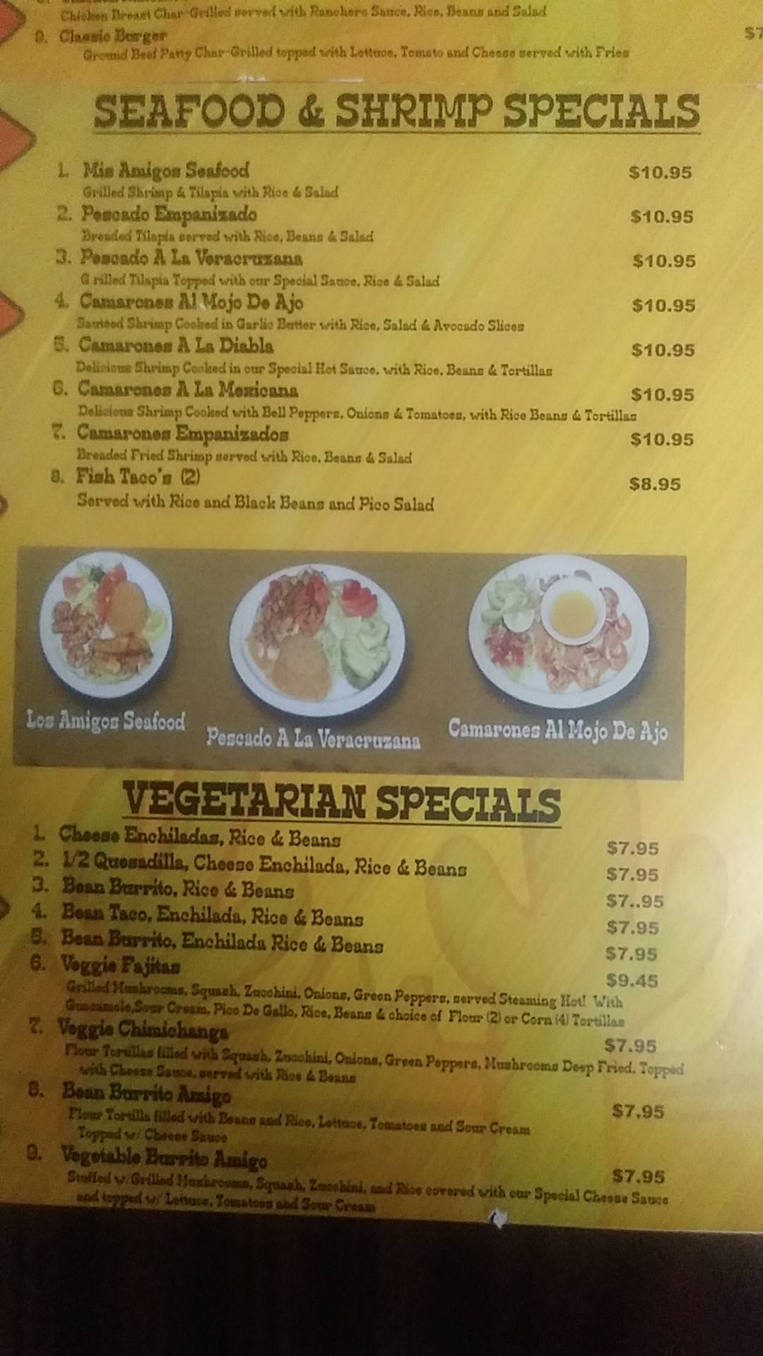 Menu at Mis Amigos Mexican Grill restaurant, Brownsville, 600 KY-259