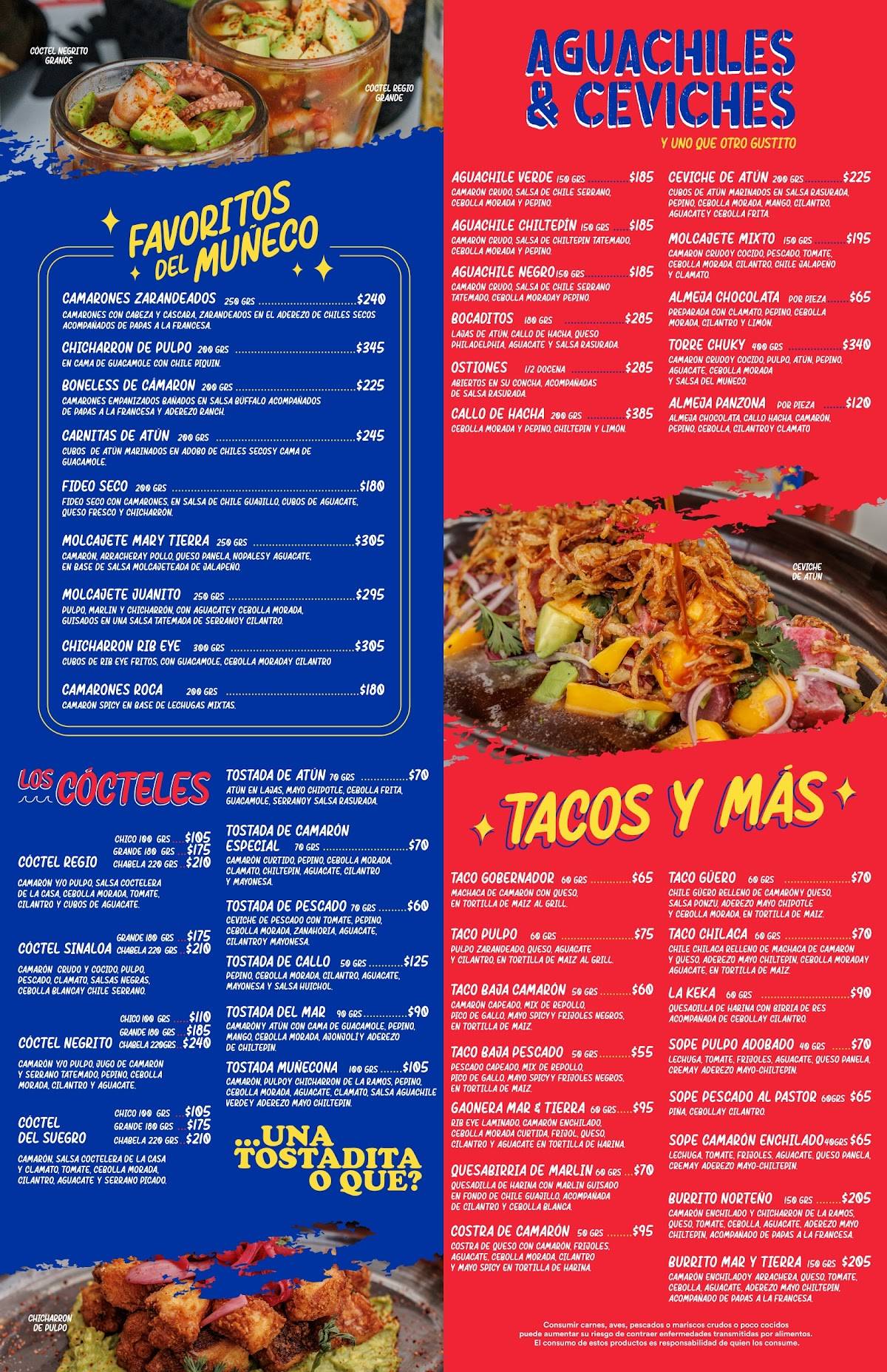 Carta del restaurante El Muñeco Plaza Real, Monterrey