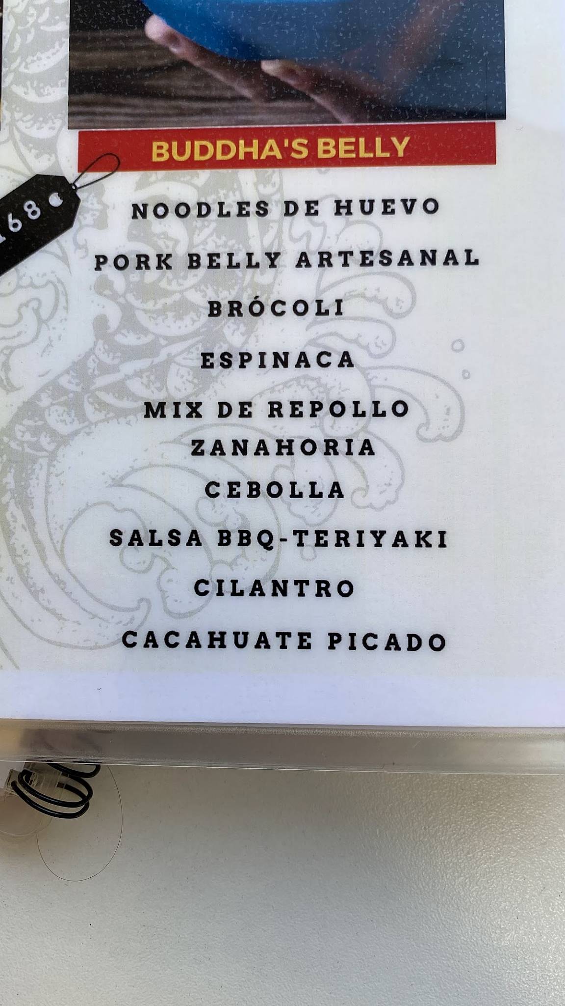 Carta del restaurante Nooda Obispado, Monterrey