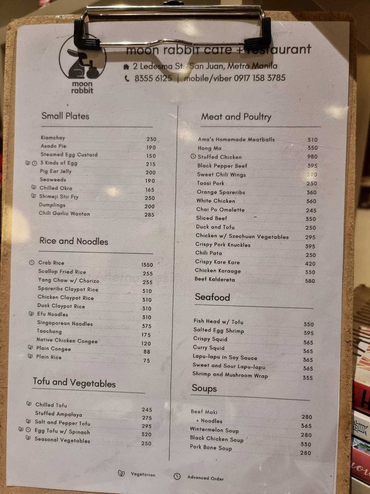 Menu at Moon Rabbit Cafe & Restaurant, San Juan