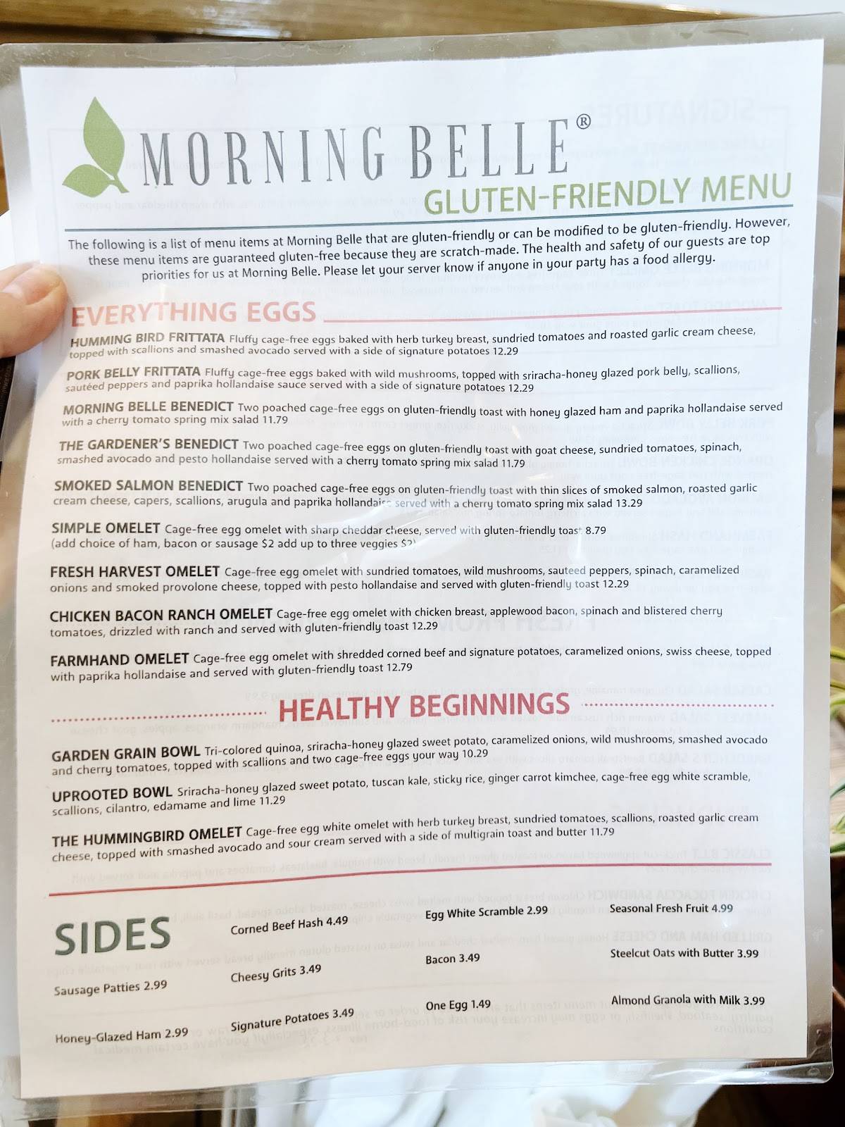 Menu at Morning Belle restaurant, Grand Rapids, E Beltline Ave NE