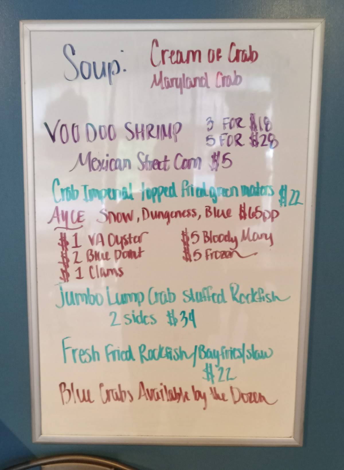 Menu at Mother Shuckers Crab Shack restaurant, Martinsburg