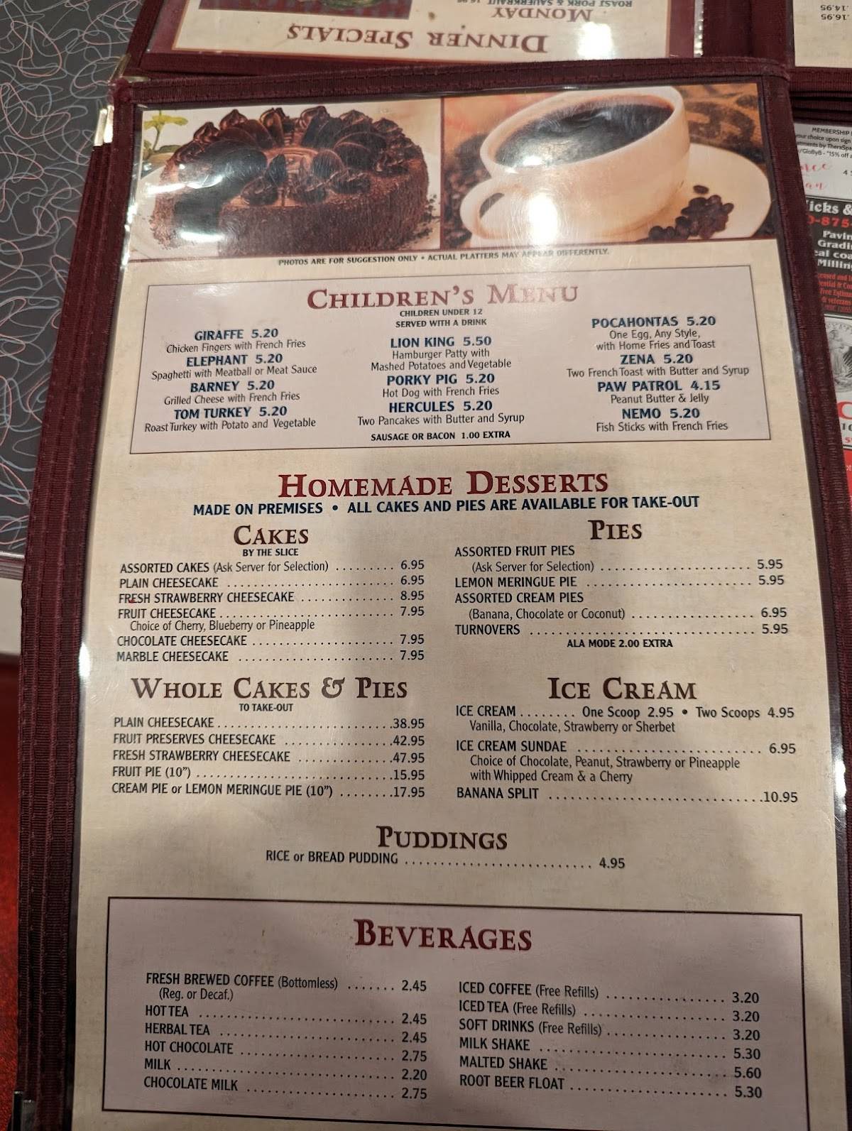 Menu at Mountain View Diner fast food, Frederick