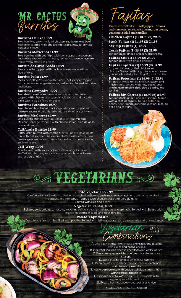 Menu at Mr. Cactus Mexican Kitchen restaurant, Easley