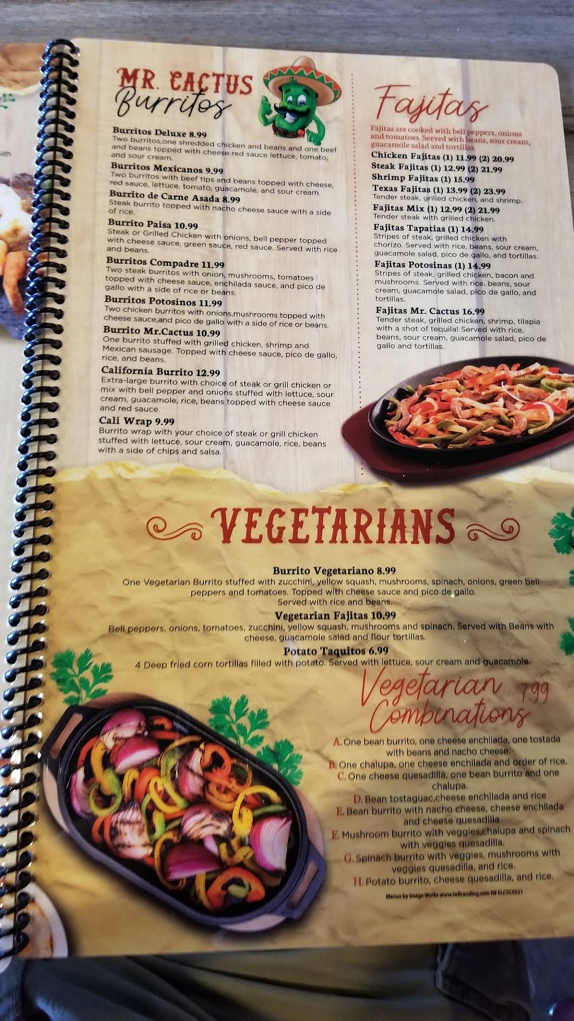Menu at Mr. Cactus Mexican Kitchen restaurant, Easley