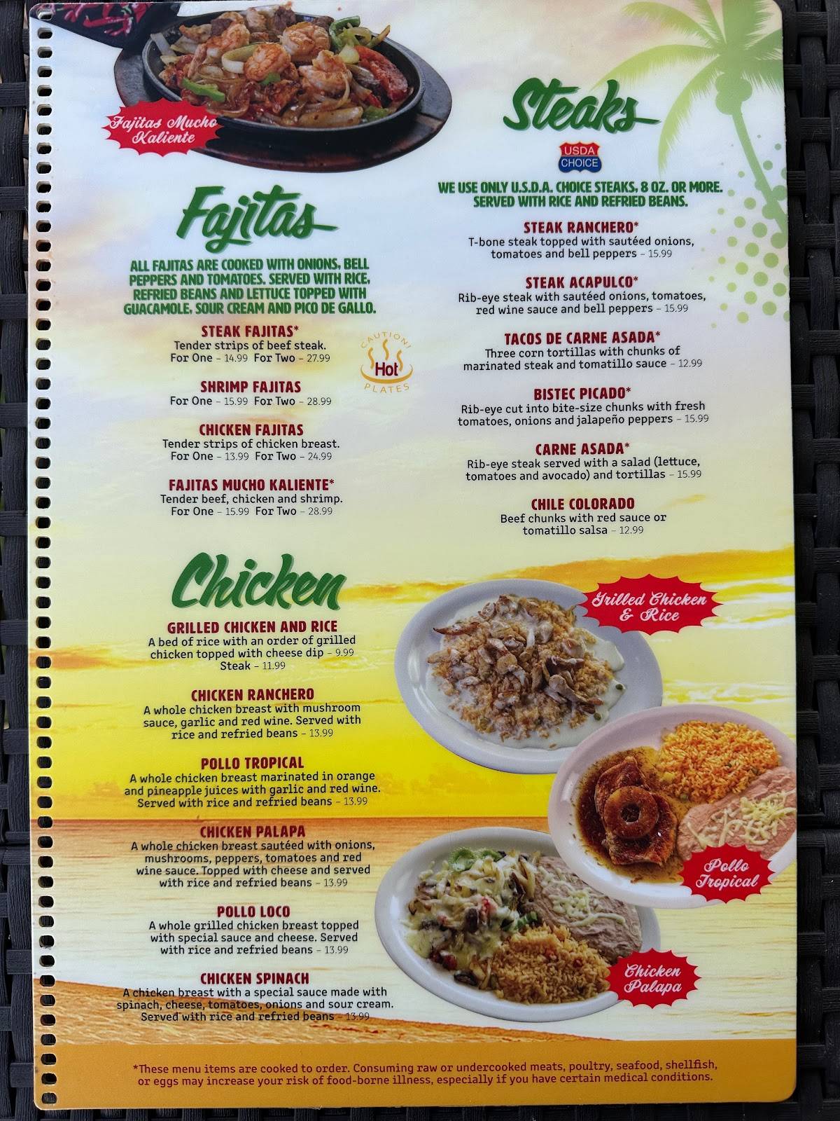 Menu at Mucho Kaliente Mexican Restaurant, East Ellijay