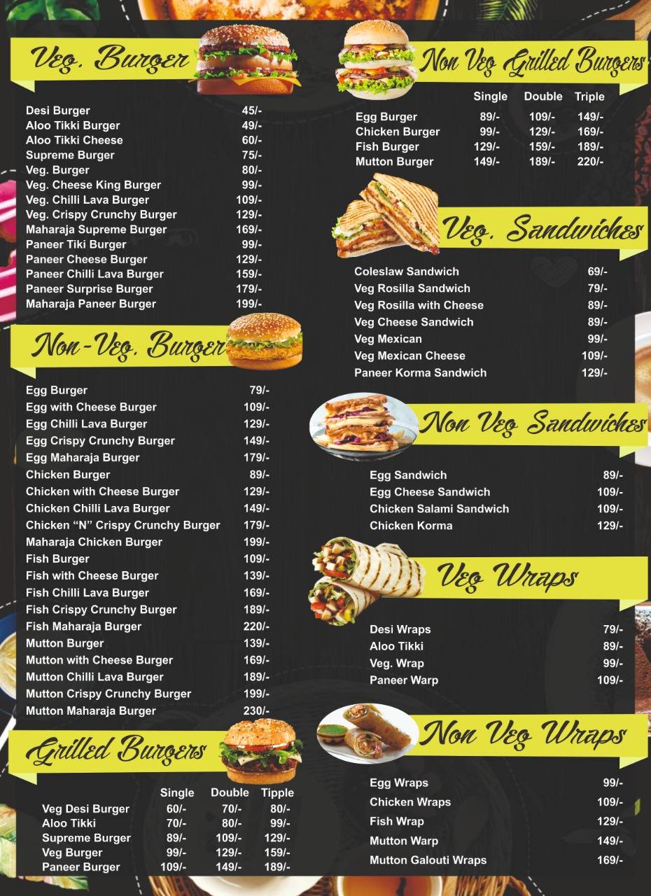 Menu at Mud of Joy Burger India, Lucknow