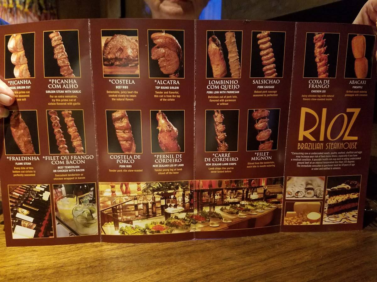 Menu at Rioz Brazilian Steakhouse, Myrtle Beach