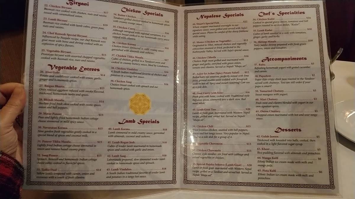 Menu at Namaste Grill restaurant, Stuart, SE Federal Hwy