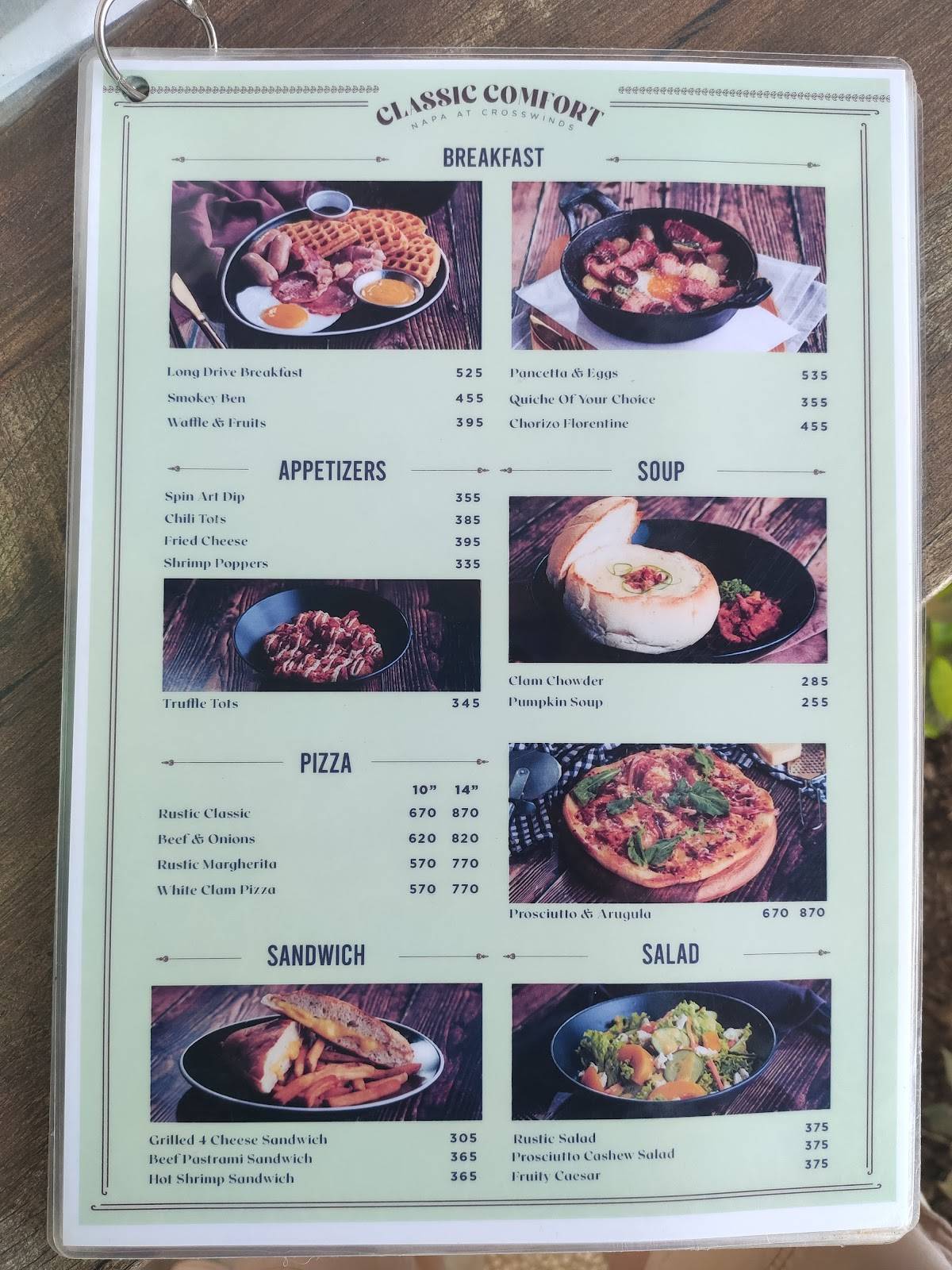Menu at Napa at Crosswinds restaurant, Tagaytay