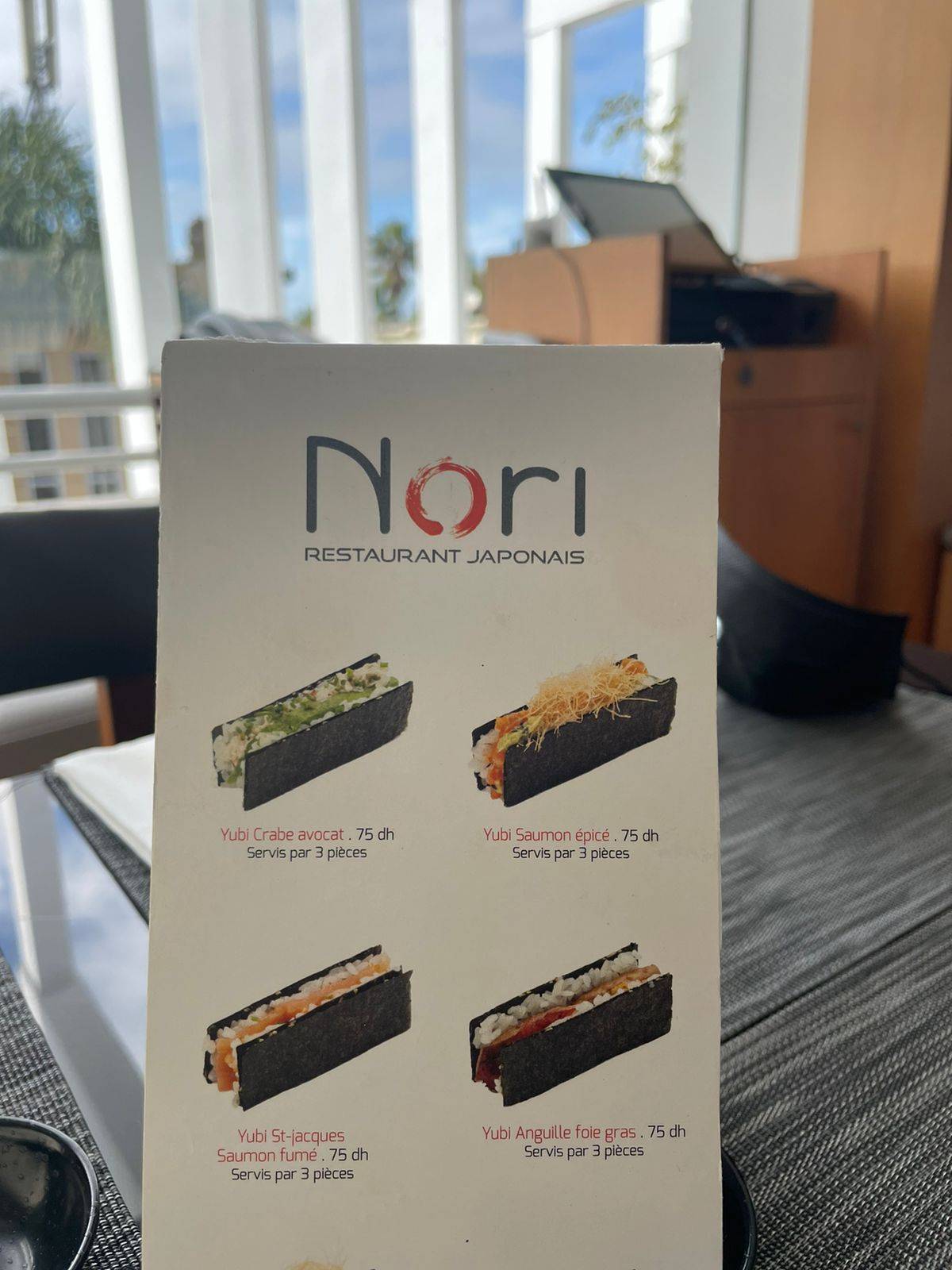 Menu at Nori Sushi restaurant, Casablanca, 8 Rue d'Ifrane