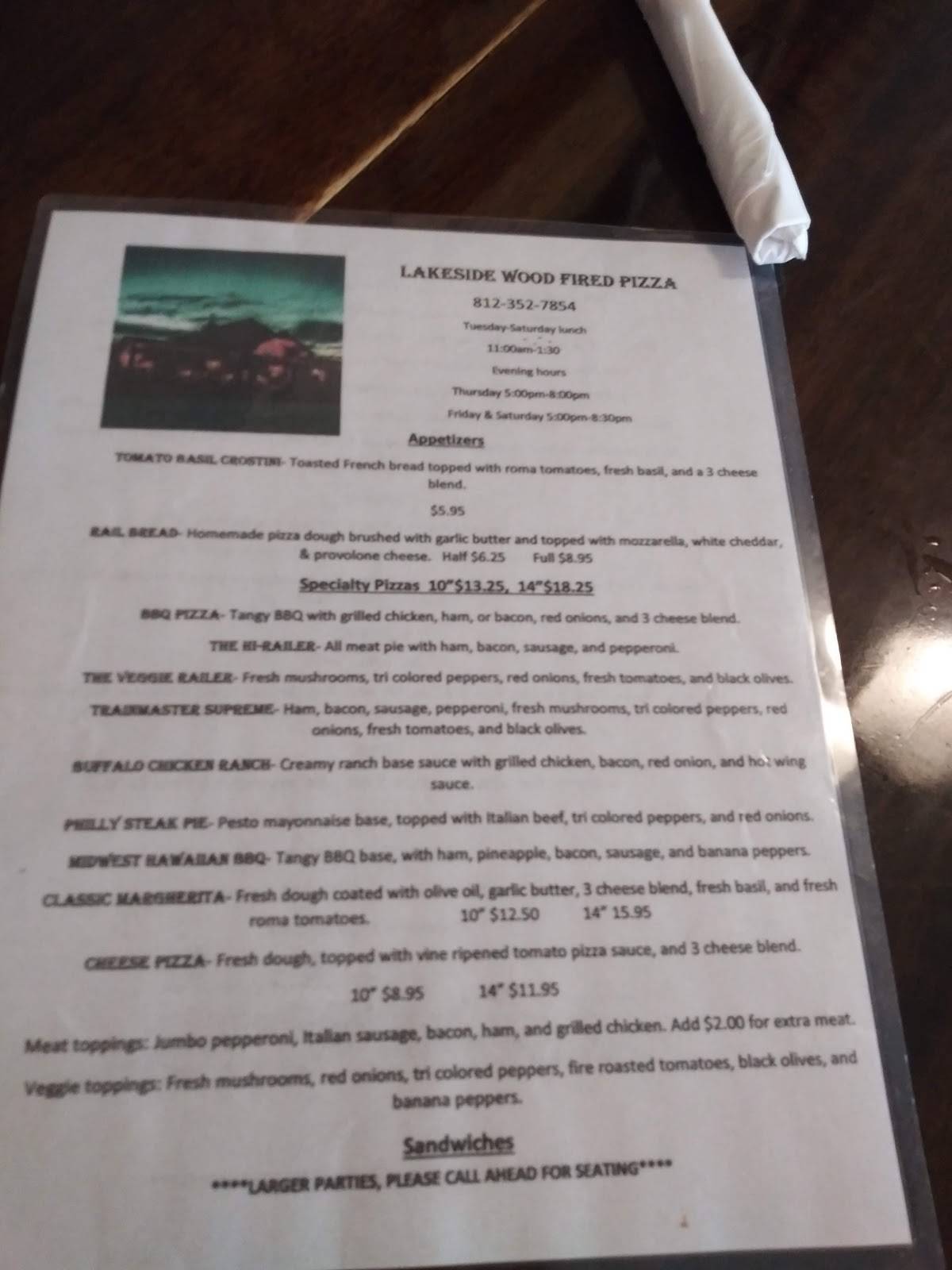 Menu at Lakeside Wood Fire Pizza pizzeria, North Vernon, IN-3