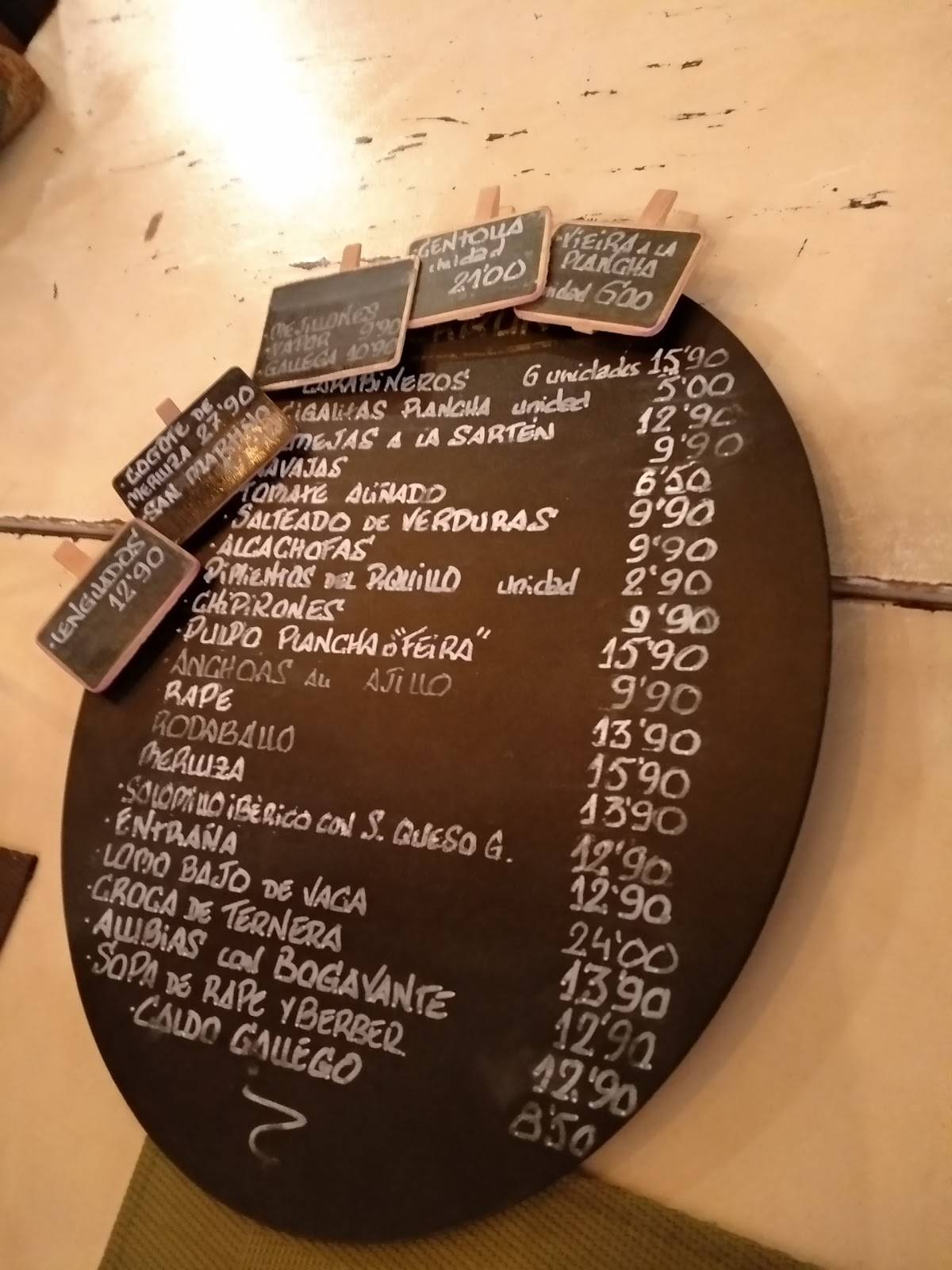 Menu at O CURRUNCHO restaurant, Madrid