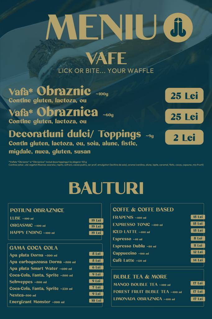 Menu at Obraznic, Bucharest