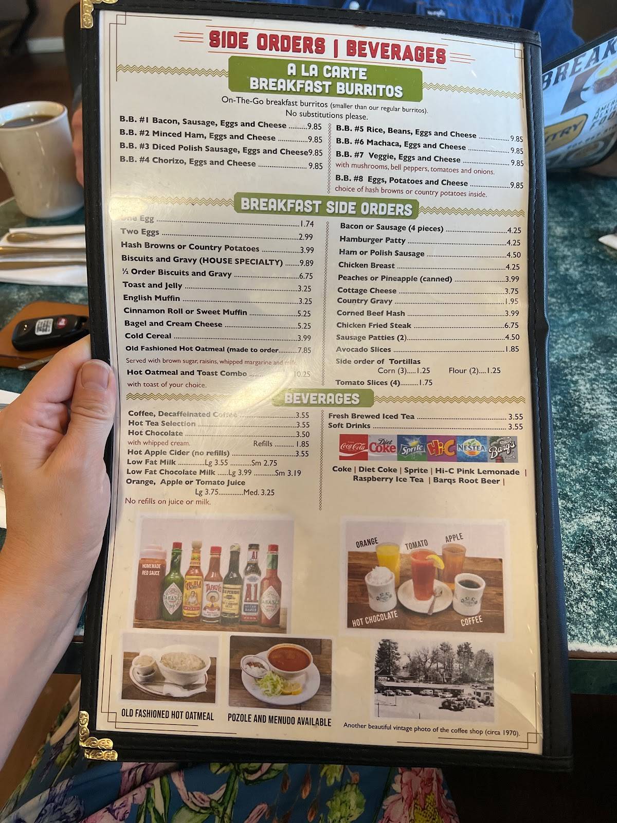 Menu at Old Country Coffee Shop restaurant, Running Springs