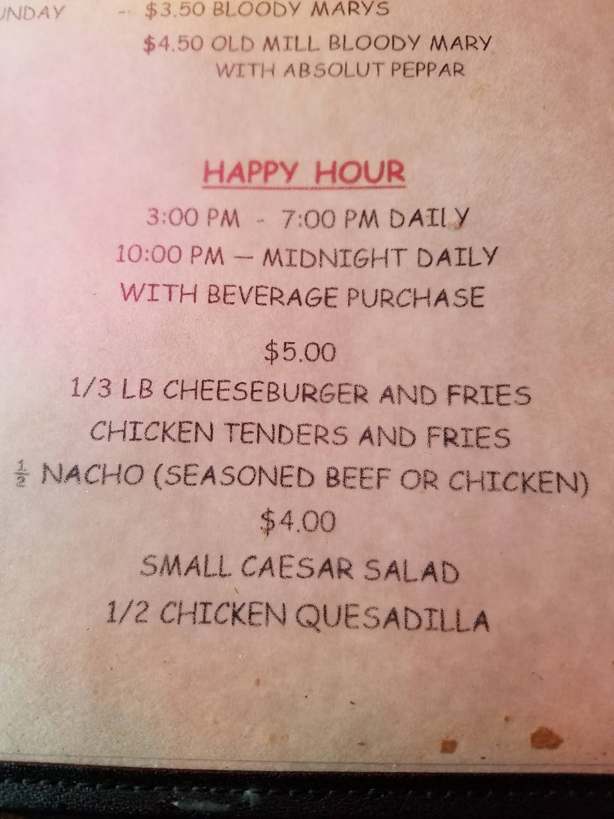 Menu at The Old Mill Saloon pub & bar, Estacada