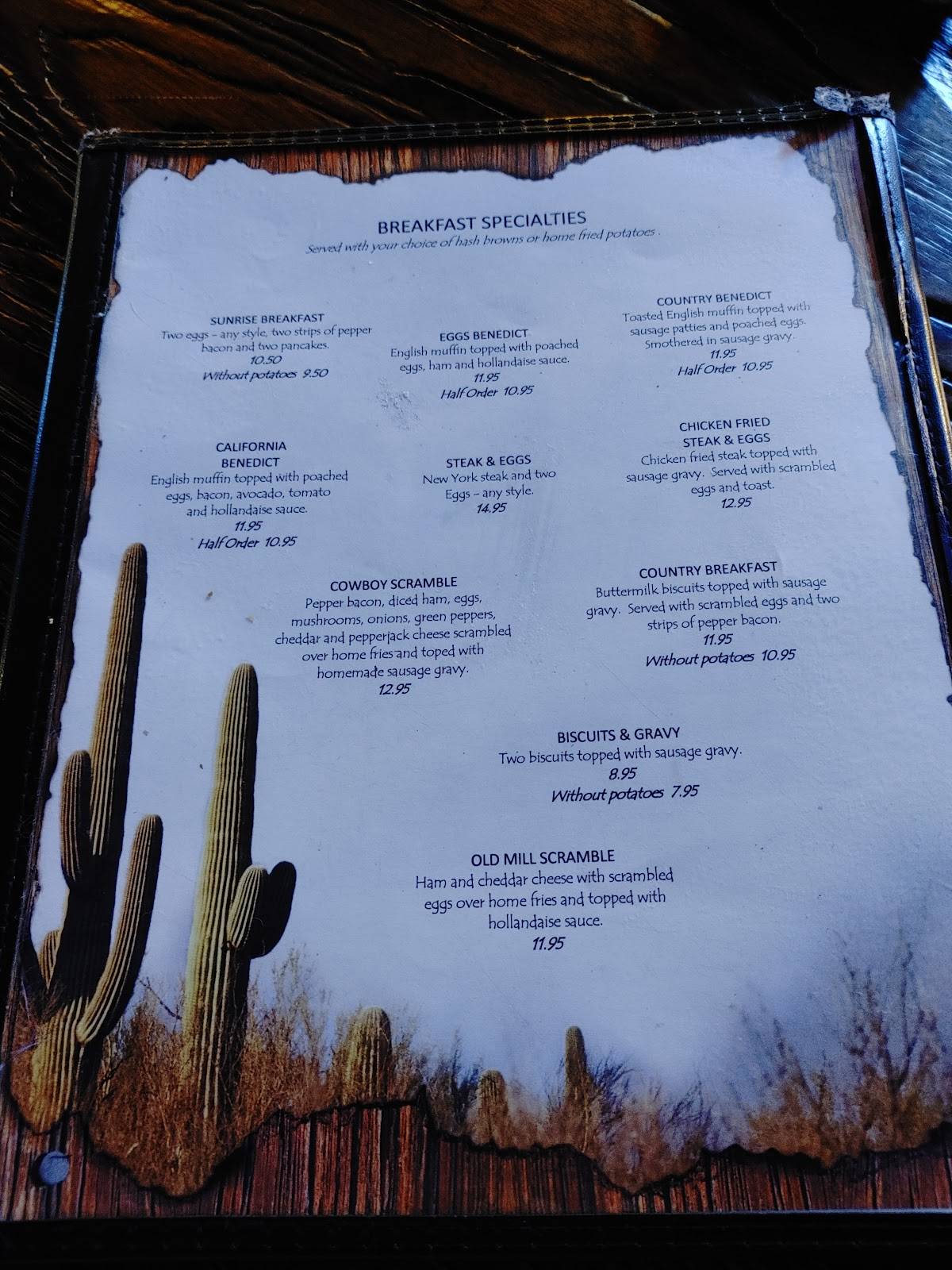 Menu at The Old Mill Saloon pub & bar, Estacada