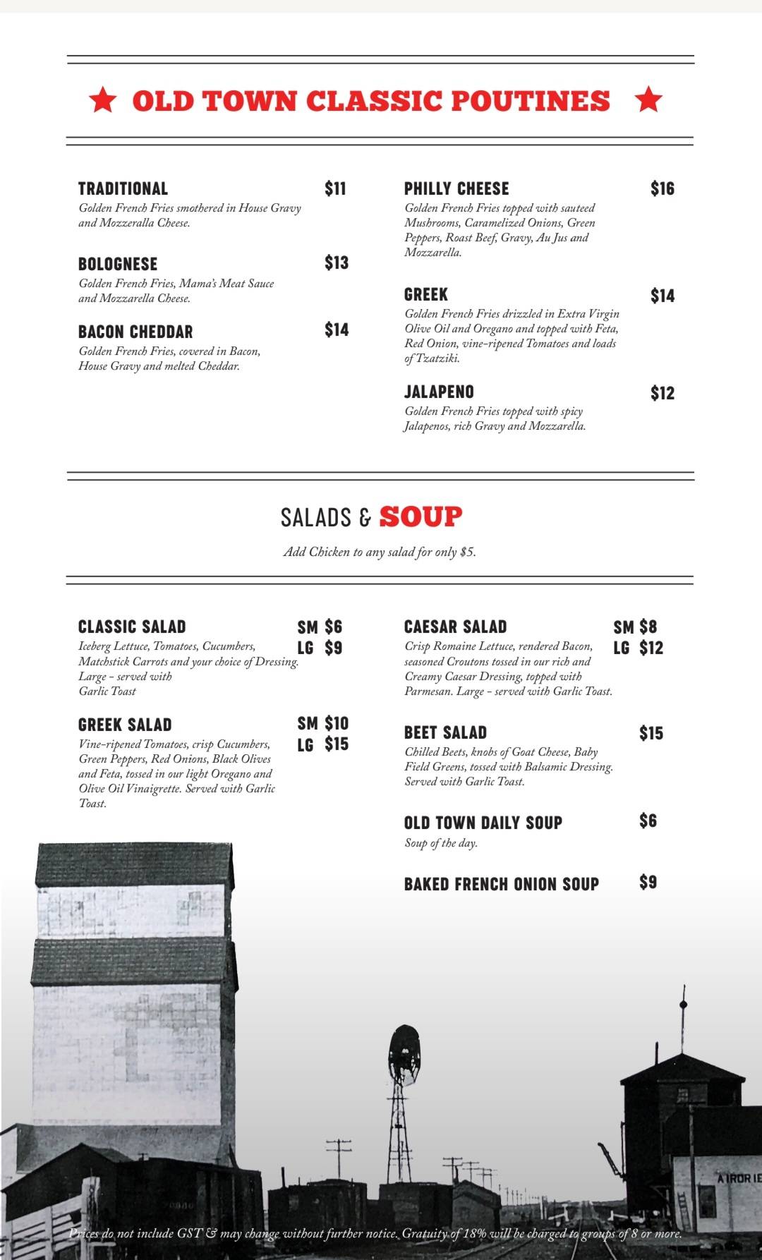 Menu at Old Town Pizza House Bar & Grill, Airdrie