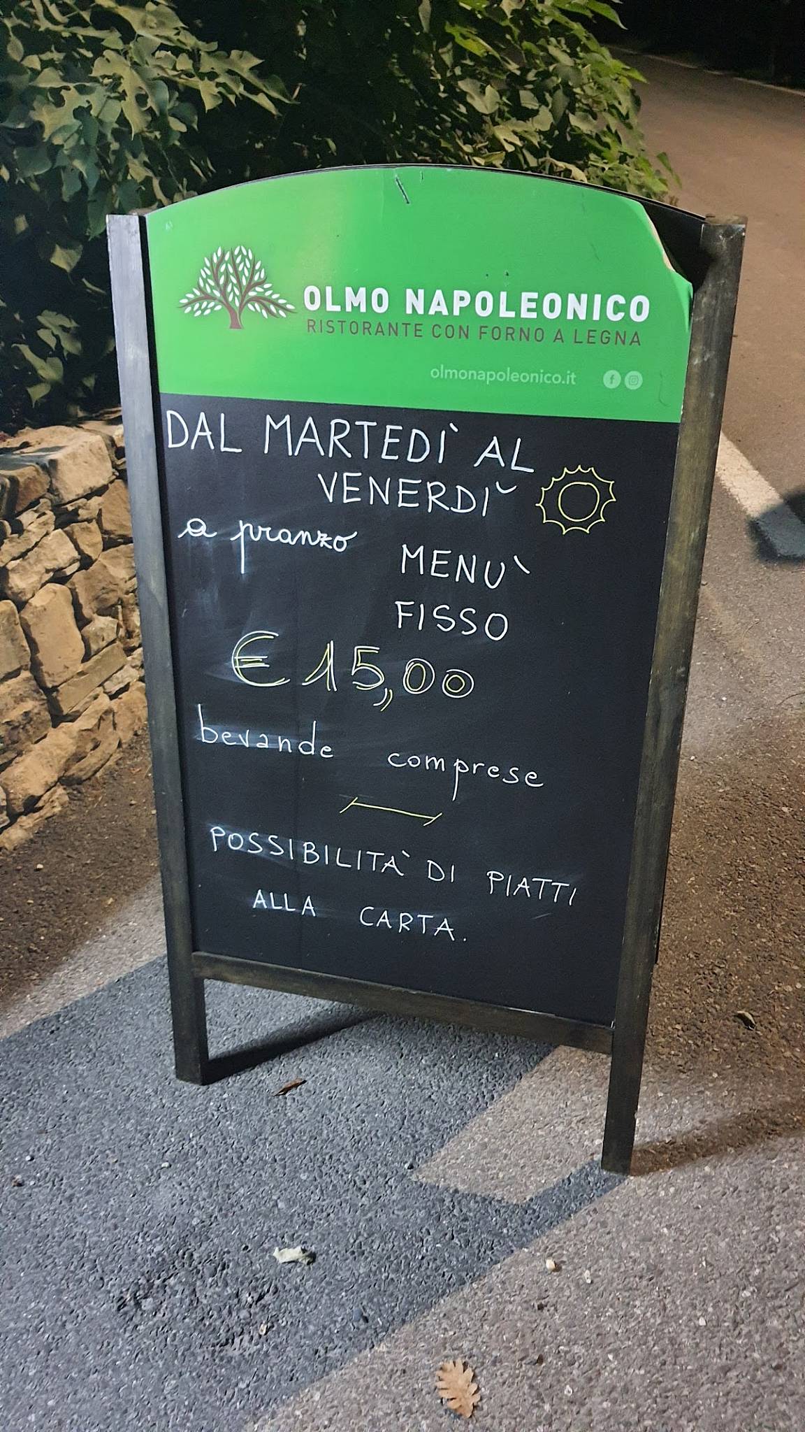 Speisekarte von Olmo Napoleonico Ristorante con forno a legna, Golferenzo
