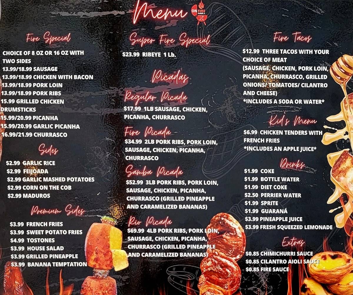 Menu at On Fire Grill (Food Truck) restaurant, Cape Coral