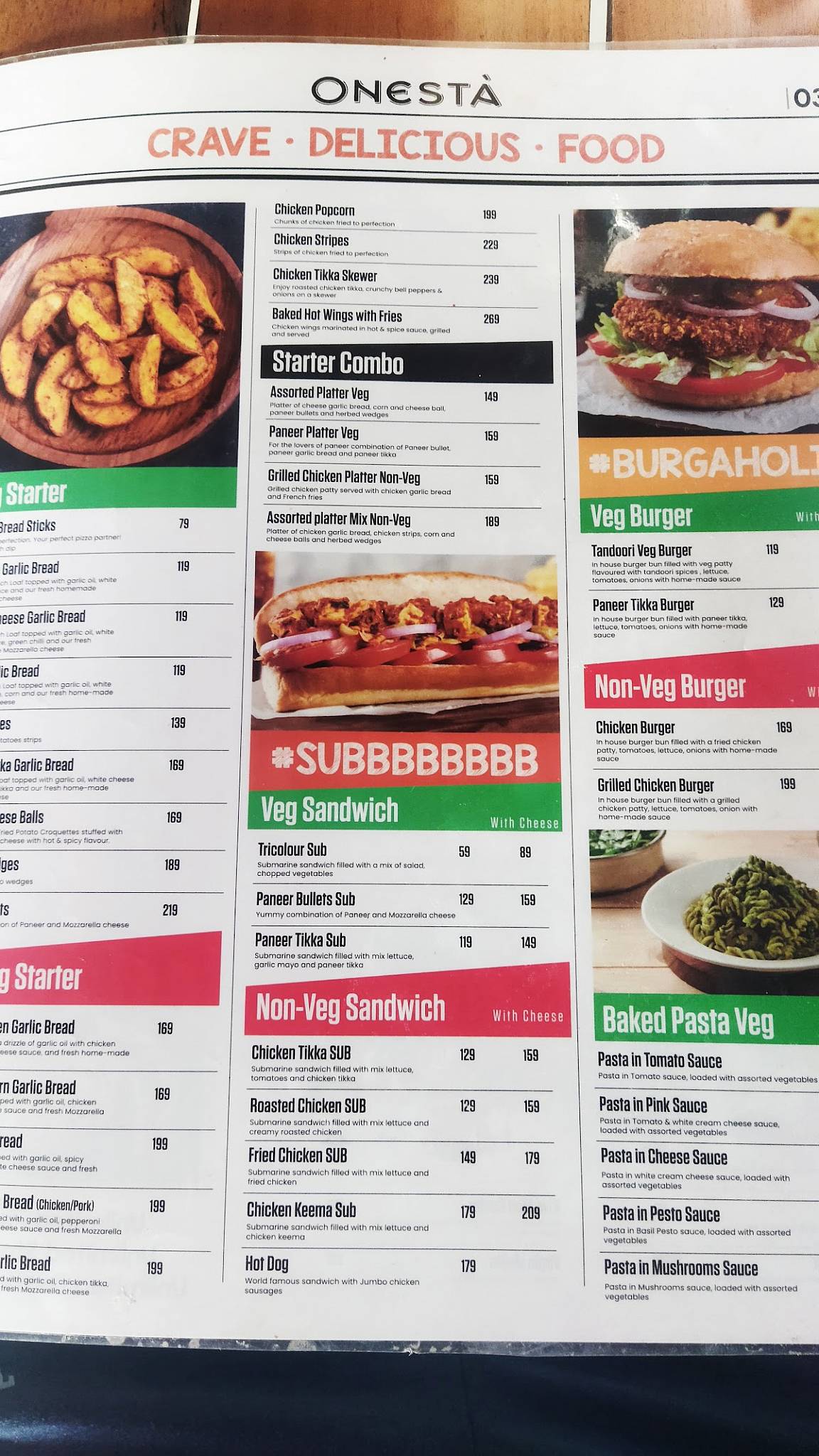 Menu at Onesta, Bengaluru, # 335