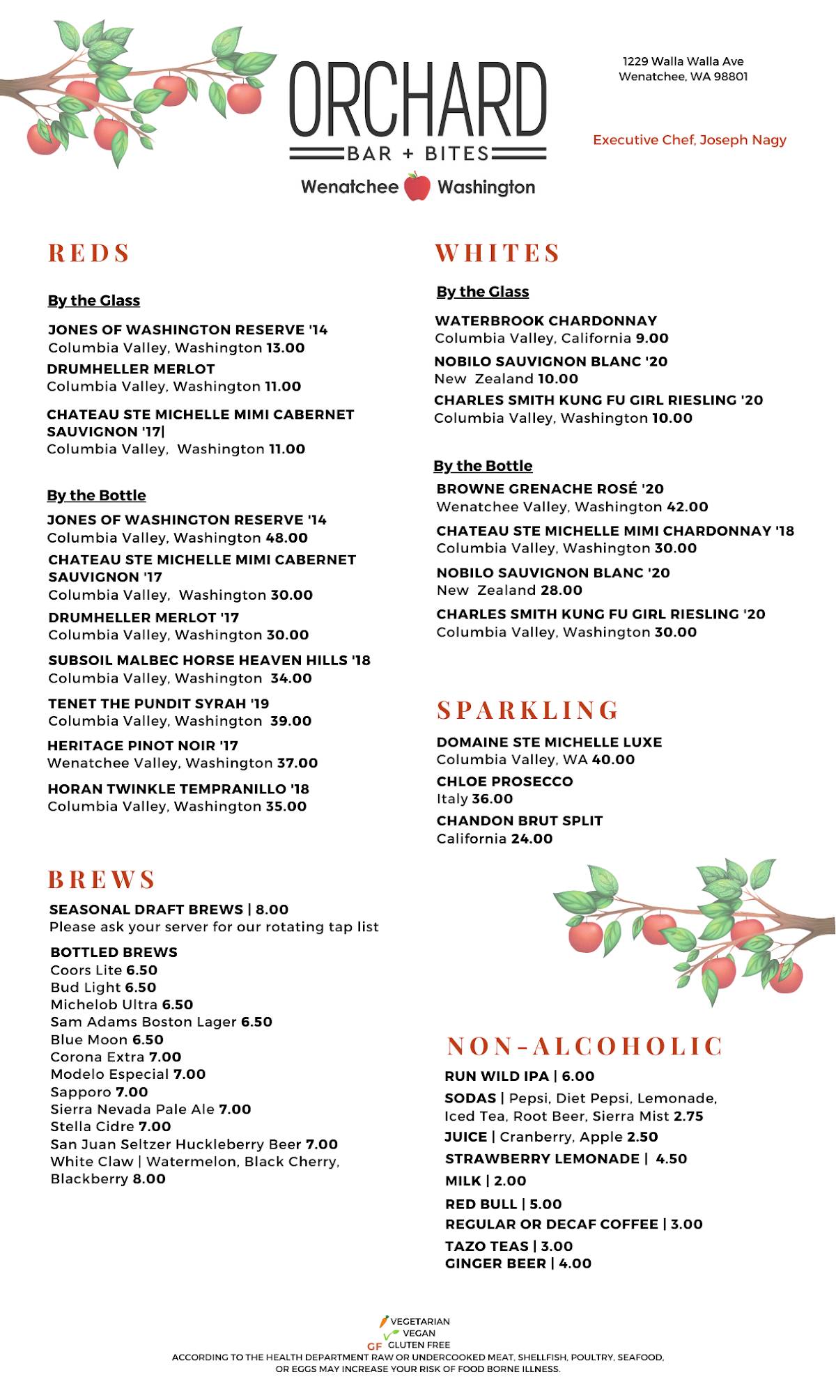 Menu at Orchard Bar + Bites, Wenatchee