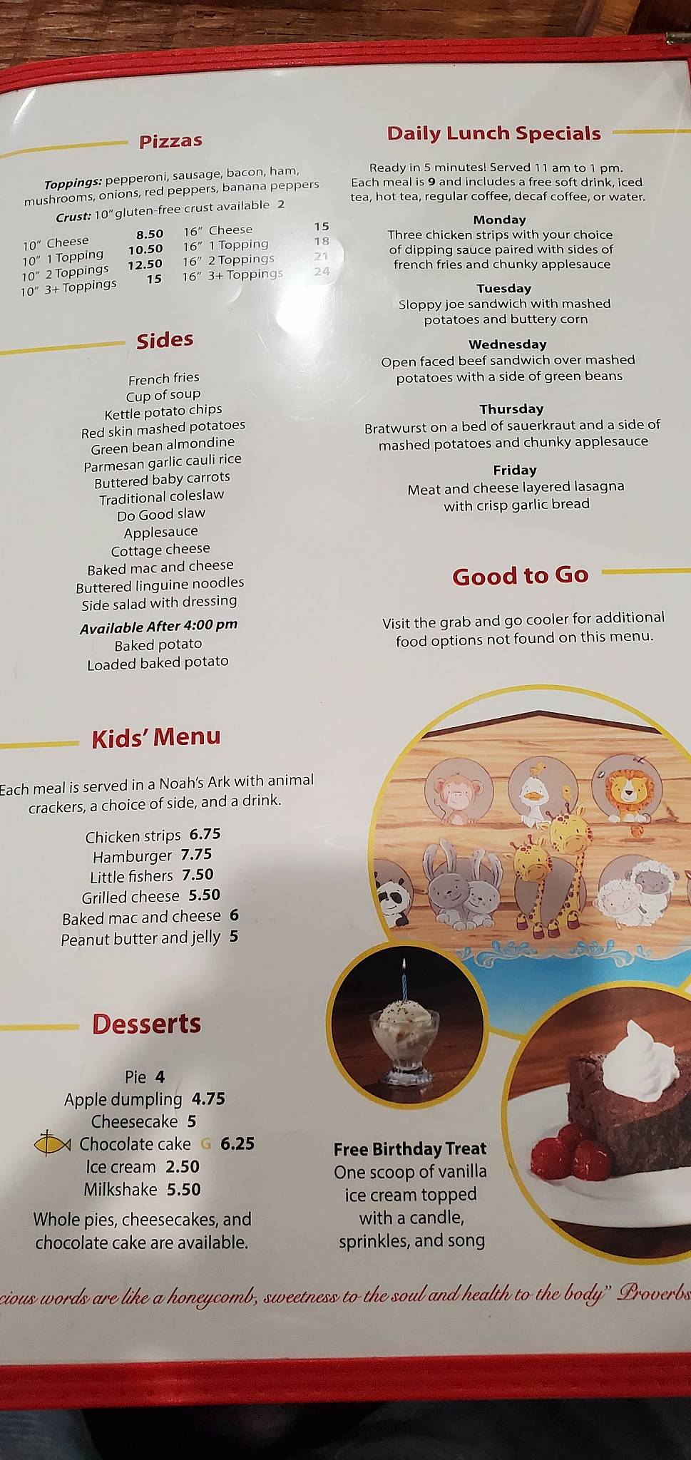 Menu at Do Good Restaurant and Ministry, Osgood, 25 Main St