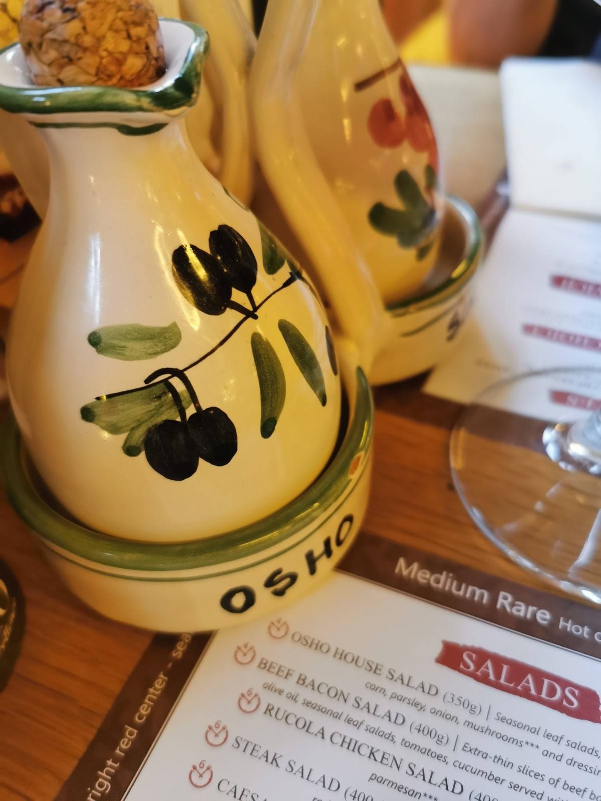 Menu at Osho, Bucharest