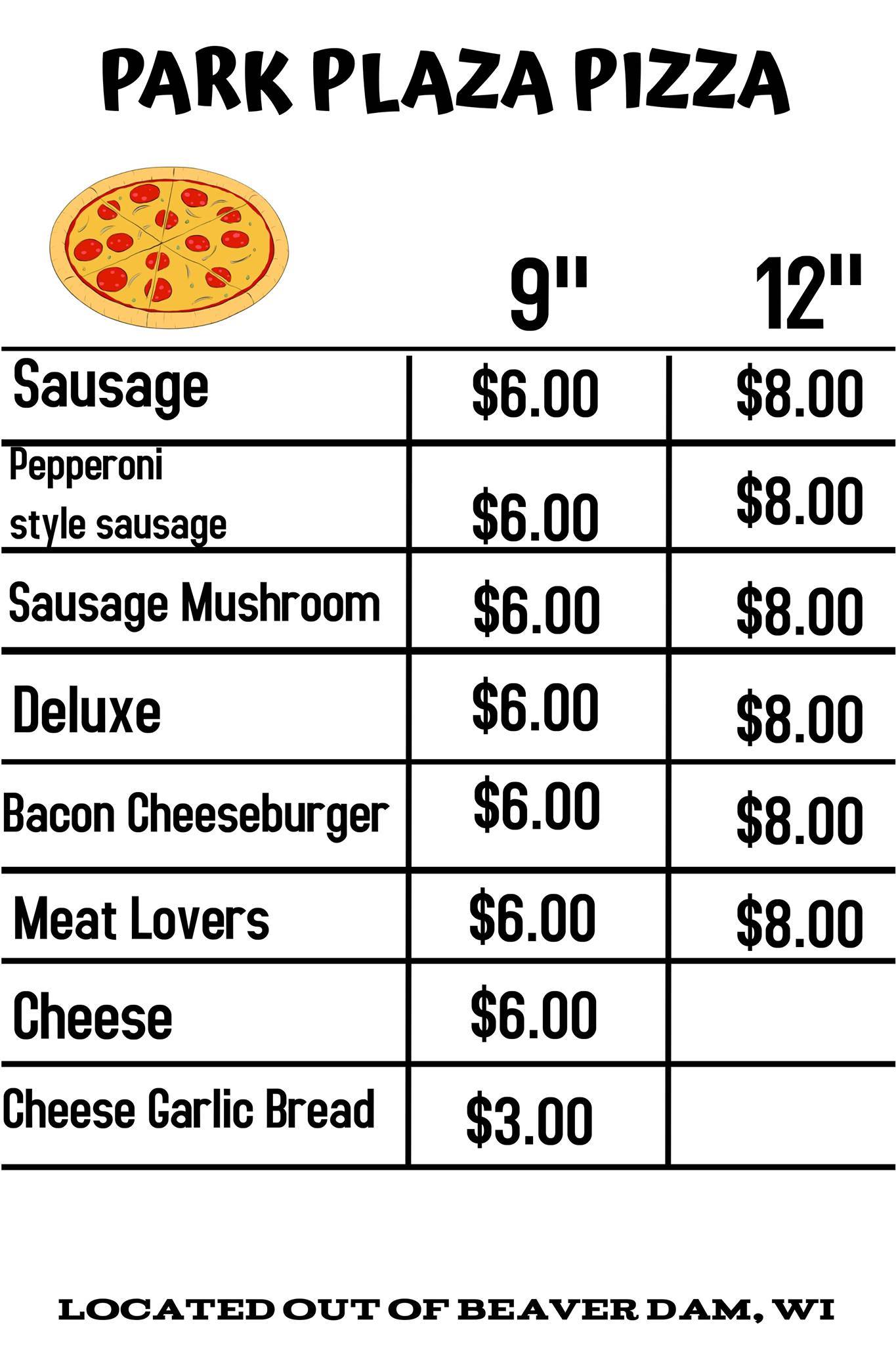 Menu at Our Bar, Waupun