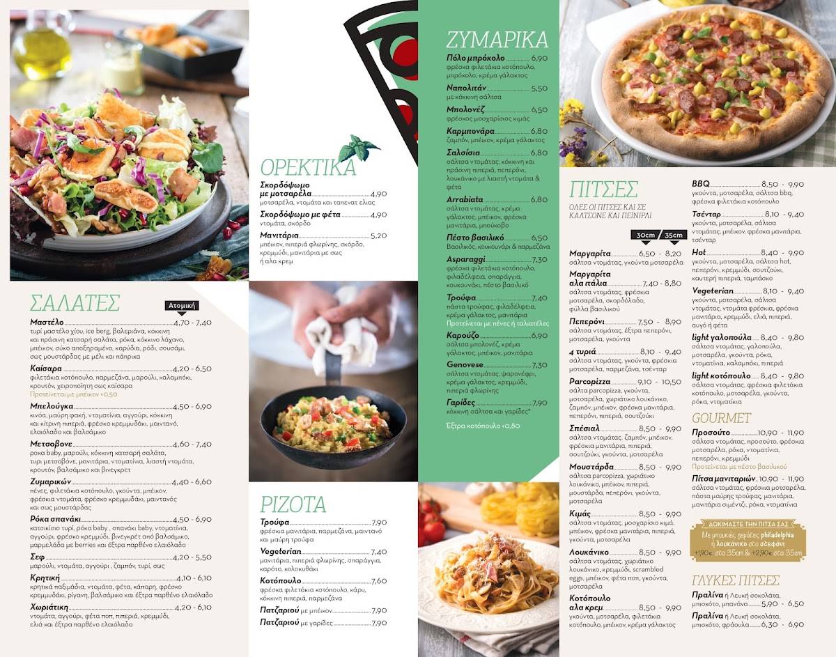 Menu at PARCO PIZZA, Kamatero