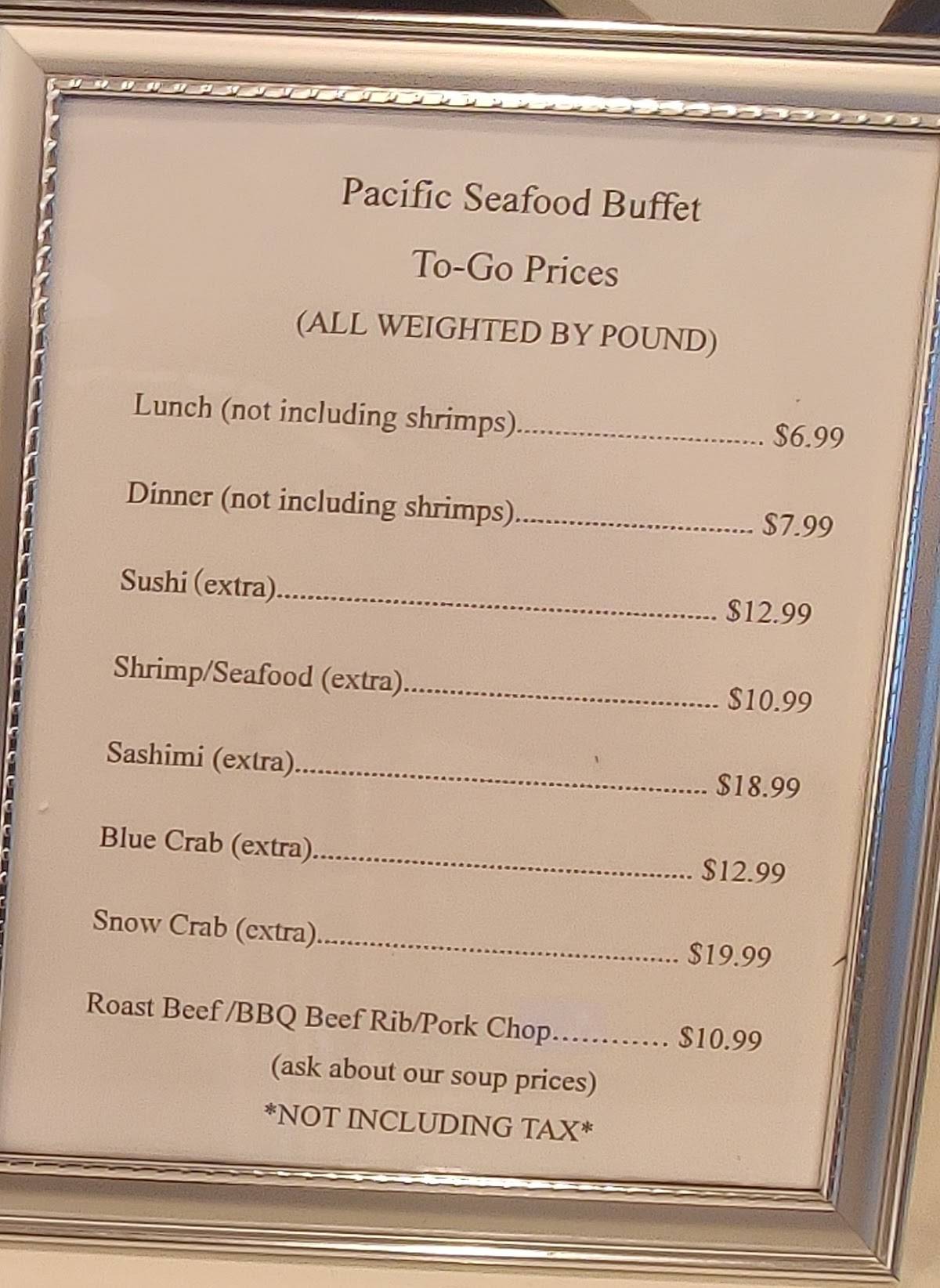 Menu at Pacific Seafood Buffet restaurant, Glendale, 5905 W Bell Rd