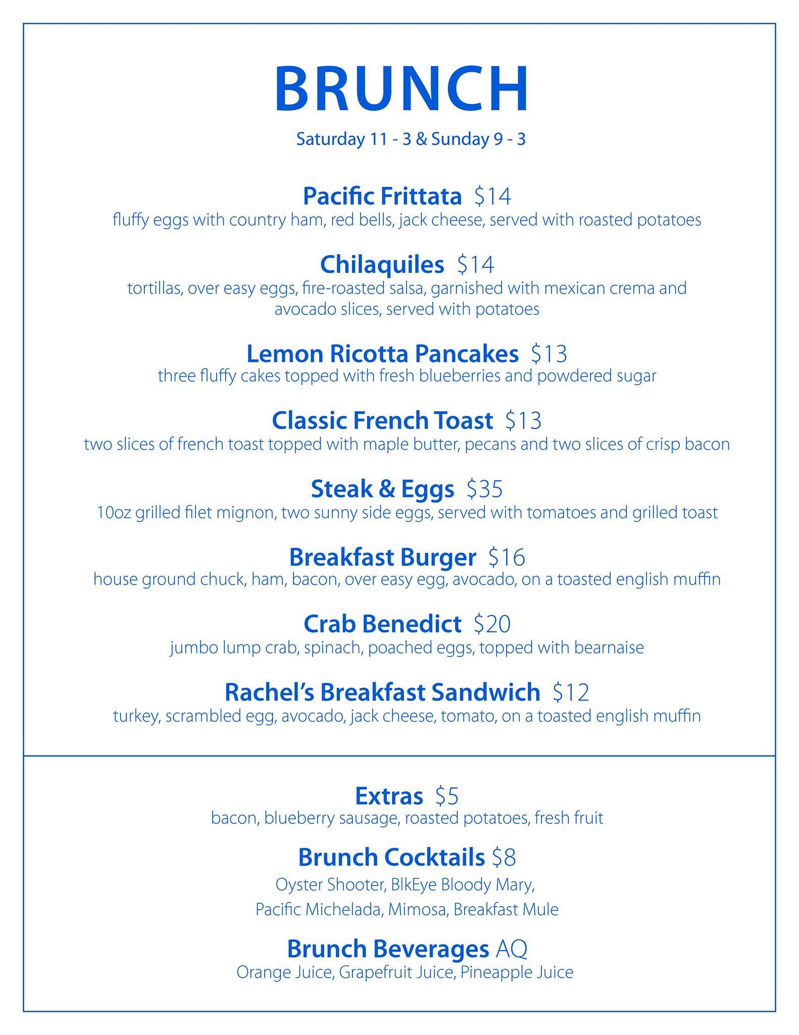 Menu at Pacific Table restaurant, Fort Worth
