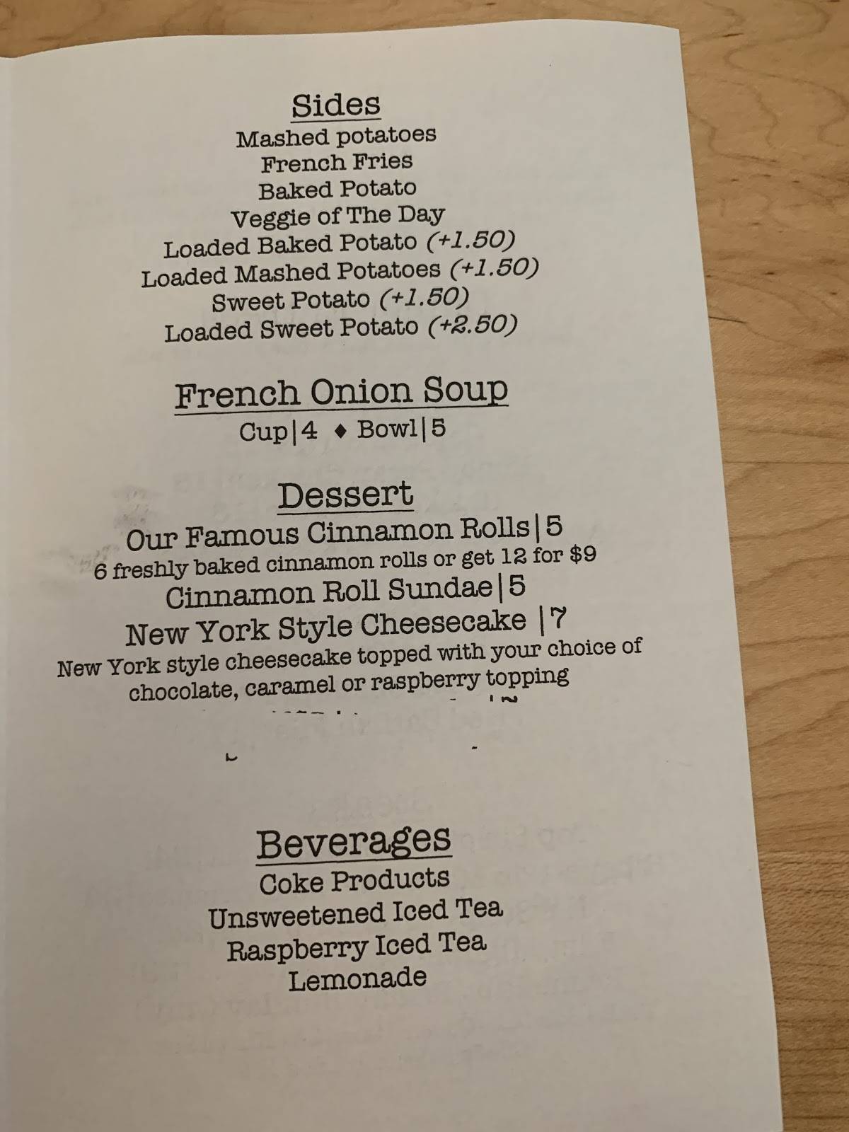 Menu at Packinghouse Dining Restaurant, Galesburg