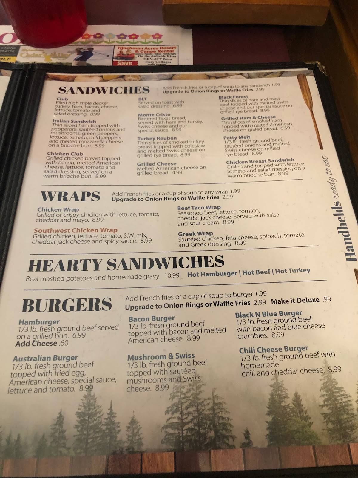 Menu at Paddle Inn Restaurant, Mio, 253 S Mount Tom Rd