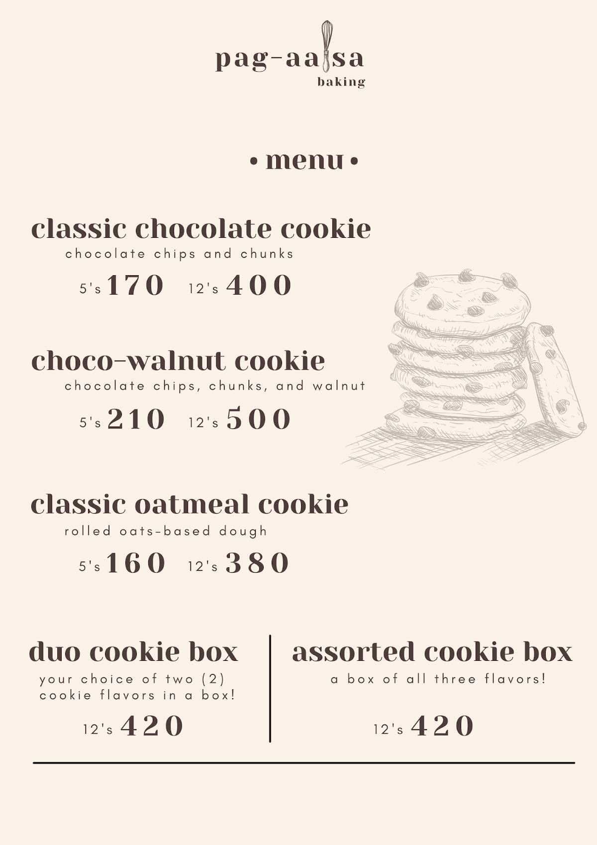 Menu at Pag-aalsa Baking, Imus