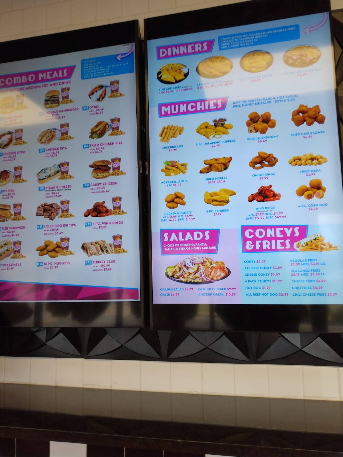 Menu at Papa's Drive-Thru restaurant, Ferndale
