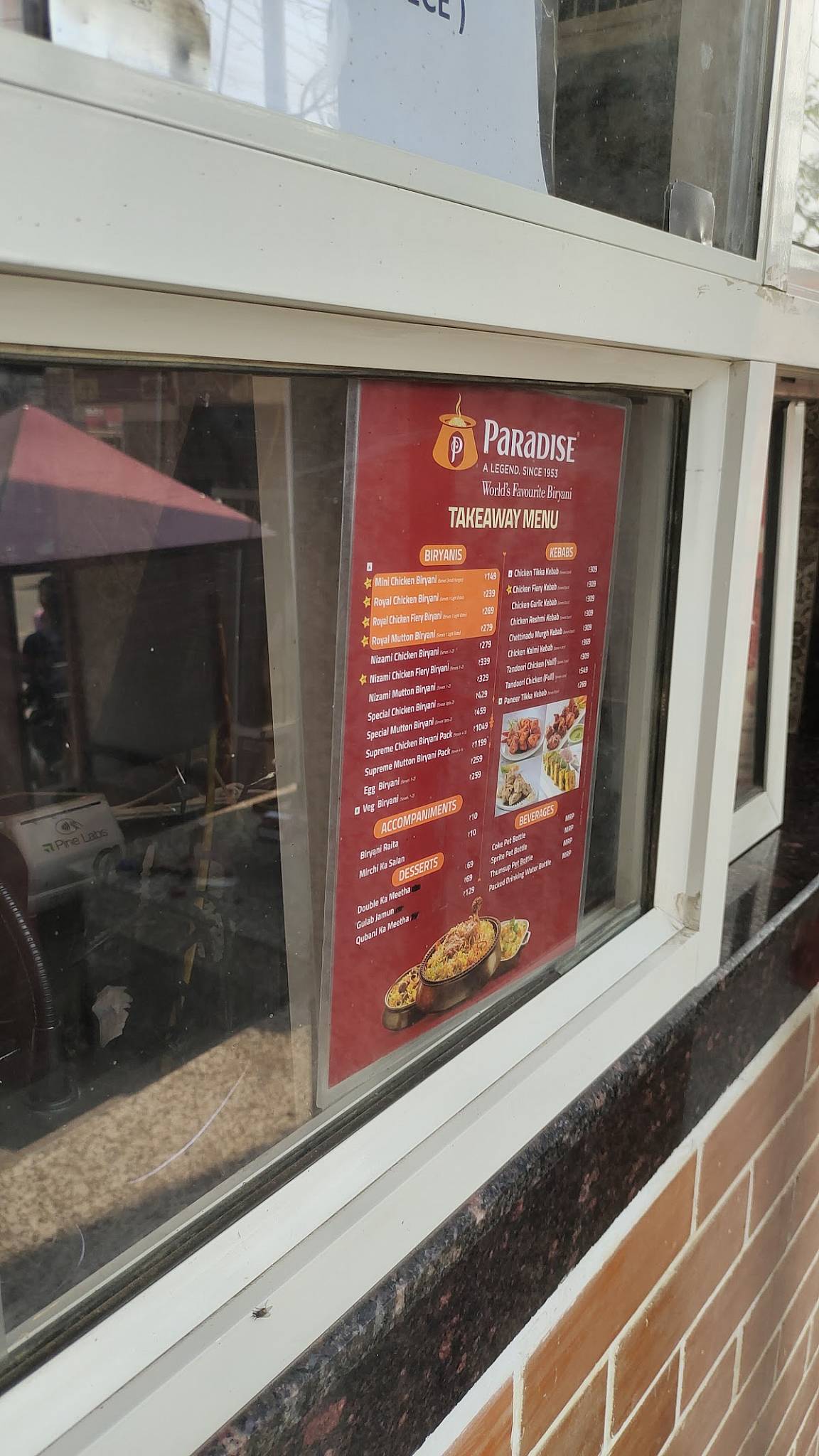 Menu at Paradise Biryani Chandrayangutta, Hyderabad