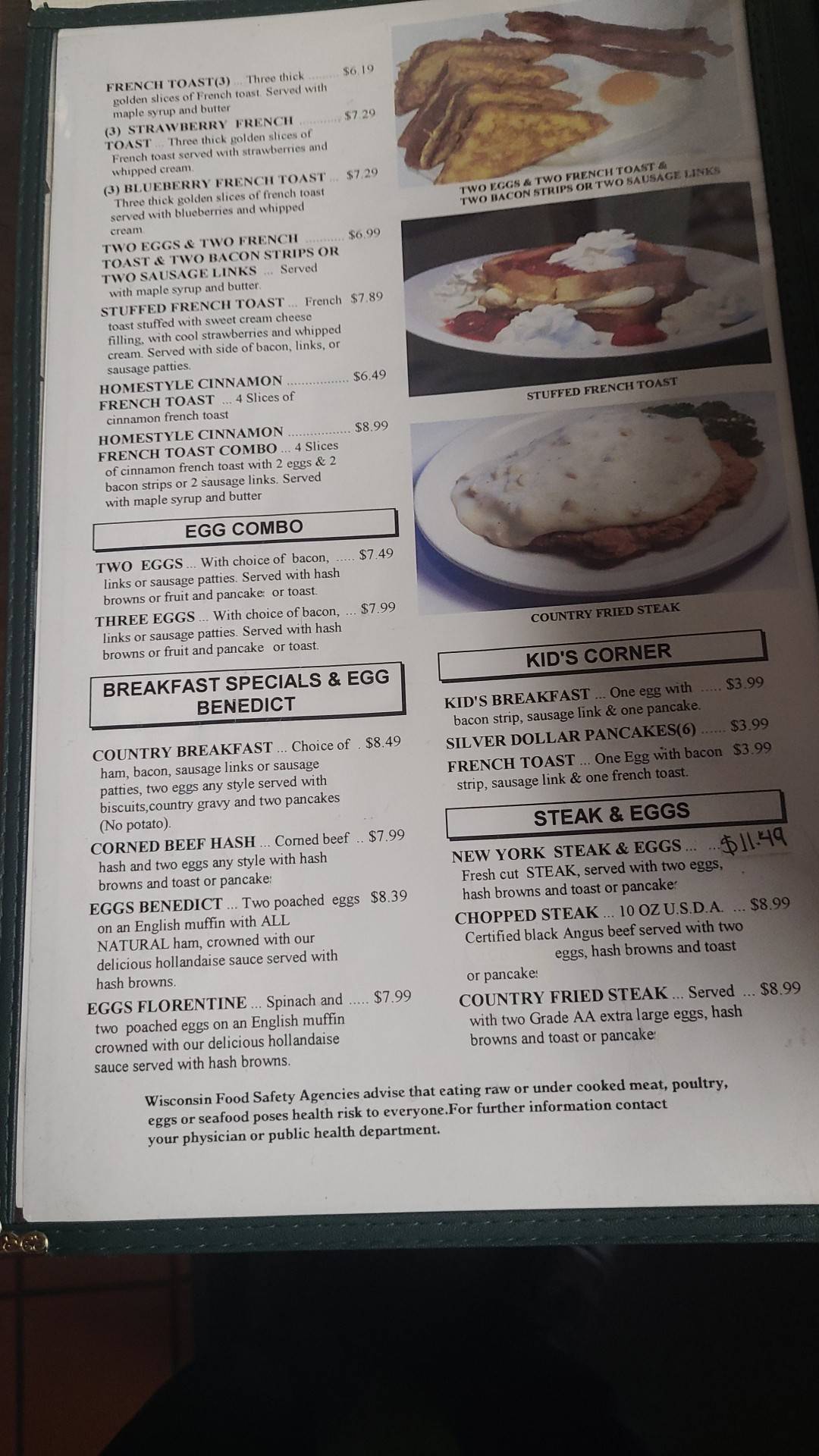Menu at Park Falls Family Restaurant, Park Falls, 4th Ave S