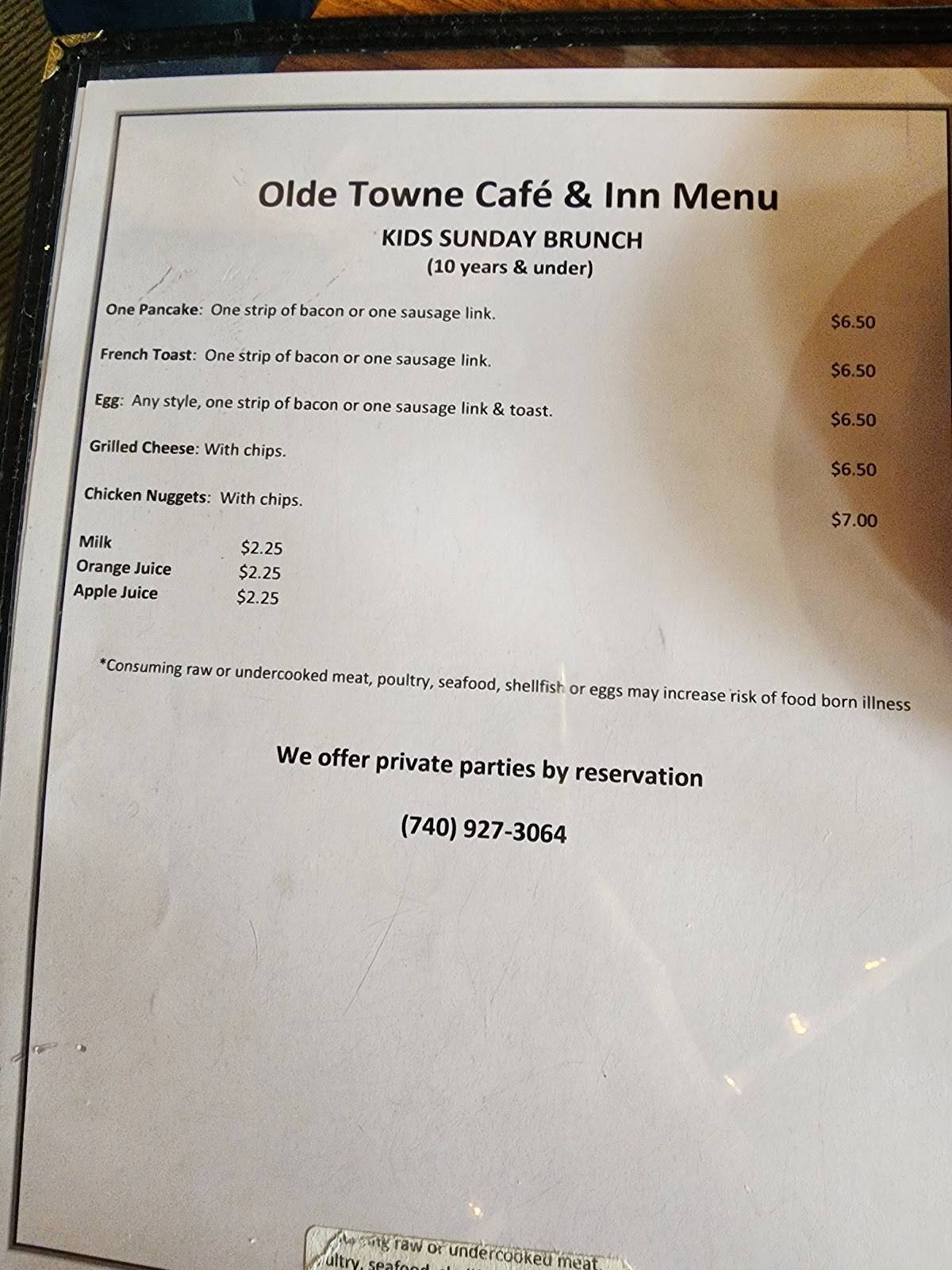 Menu at Olde Towne Cafe and Inn LLC, Pataskala