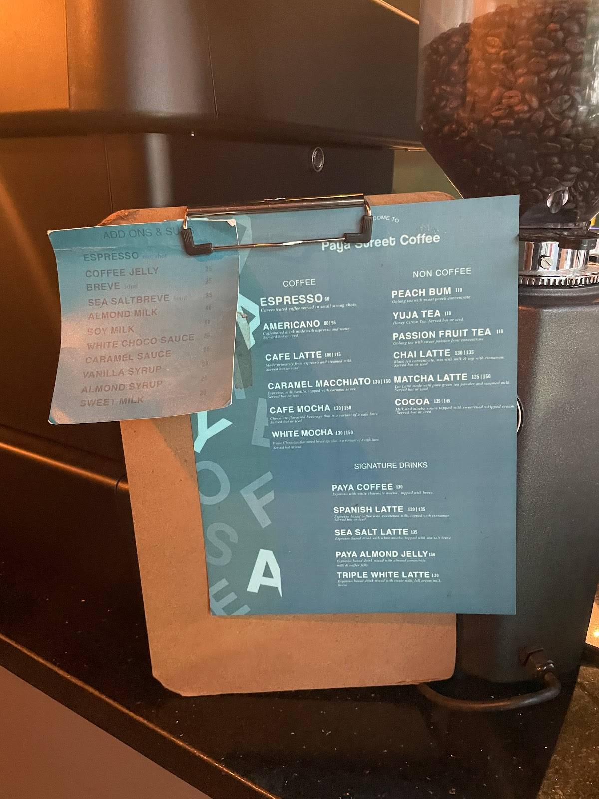 Menu at Paya Street Coffee, San Fernando