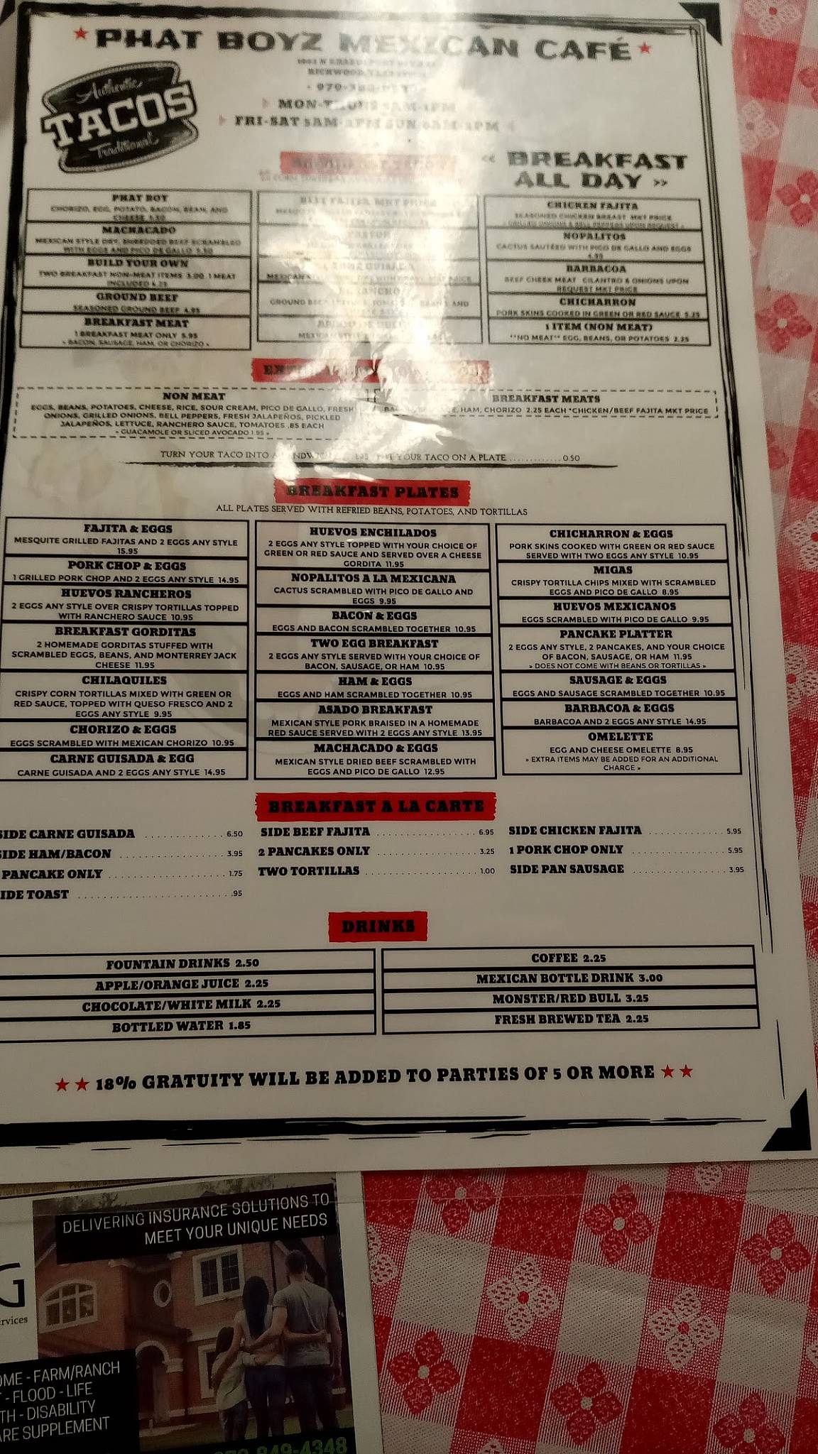 Menu at Phat Boyz restaurant, Richwood, Brazosport Blvd N