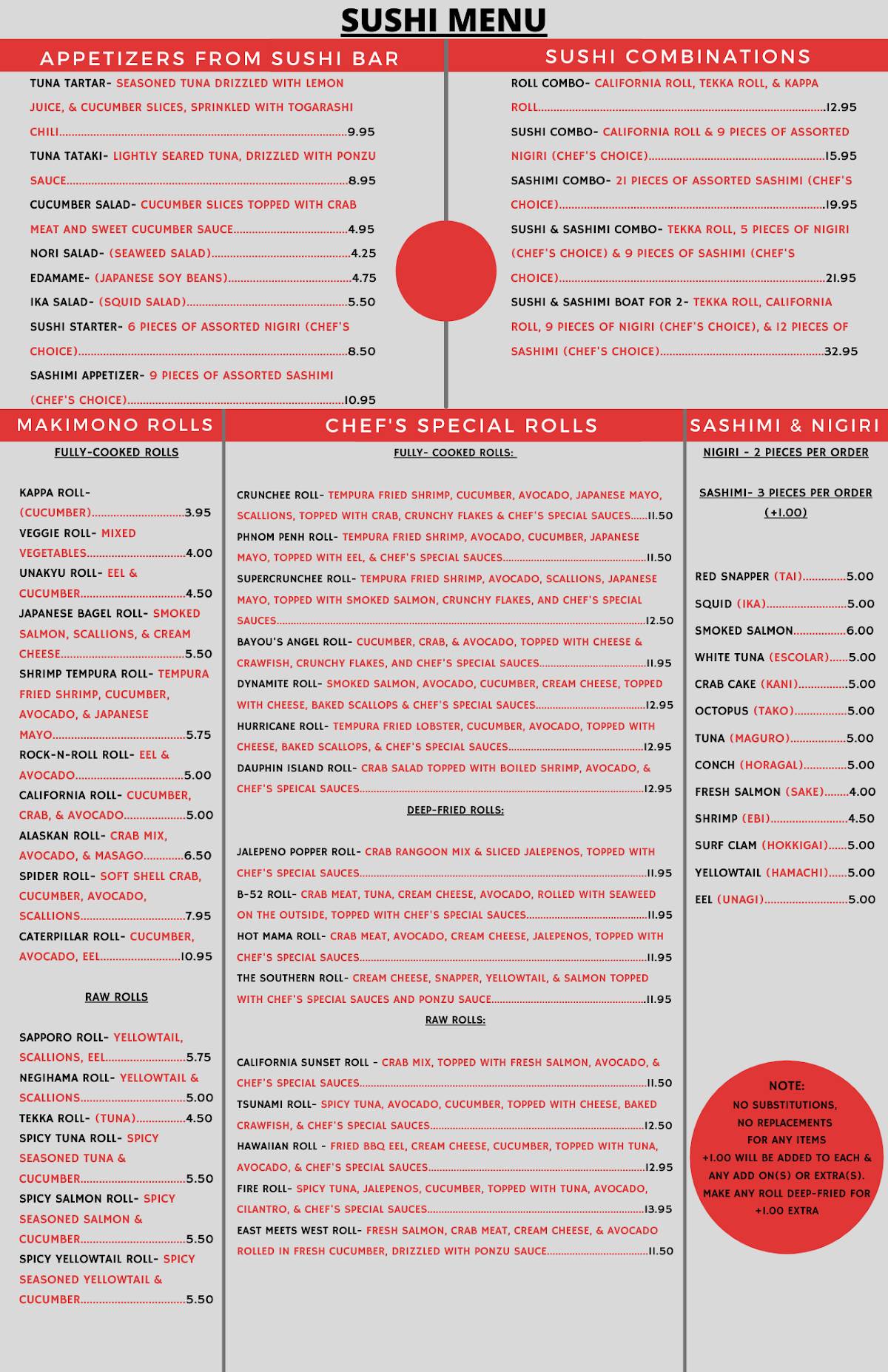 Menu at Phnom Penh Fusion restaurant, Bayou La Batre, Wintzell Ave