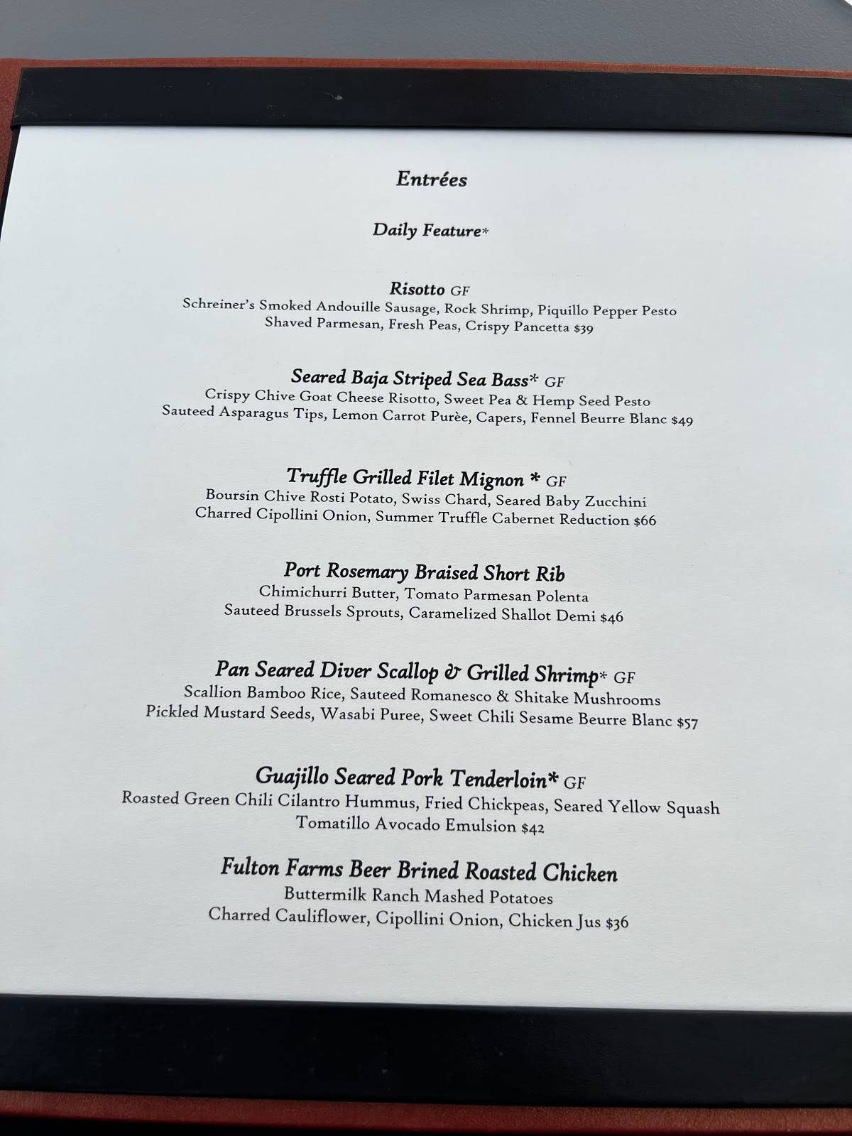 Menu at Different Pointe of View restaurant, Phoenix, N 7th St