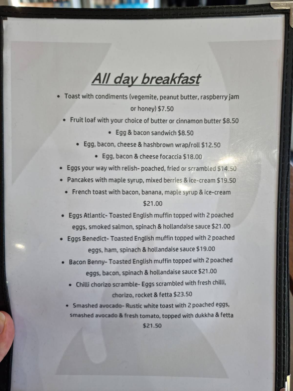 Menu at Phoenix Food & Coffee cafe, Bairnsdale