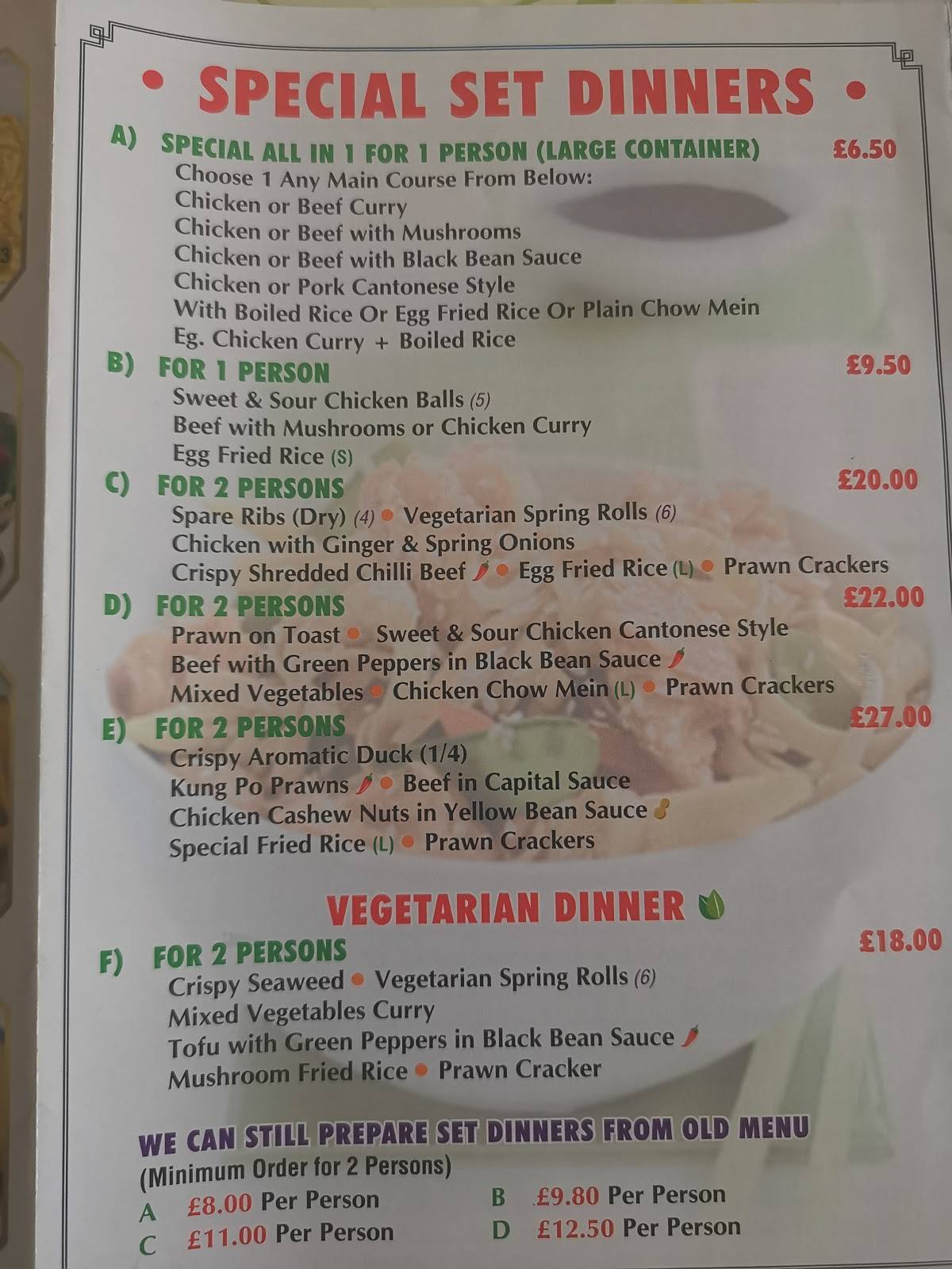 Menu at Phoenix House Chinese Takeaway restaurant, Frinton-on-Sea